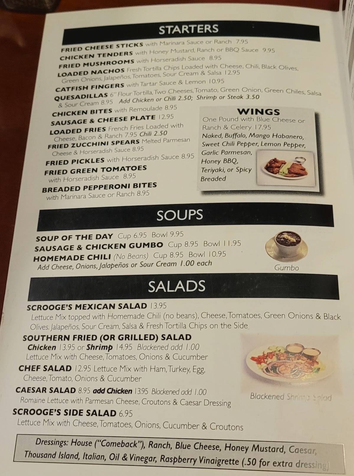 Menu at Scrooge's Fine Foods & Drink restaurant, Jackson