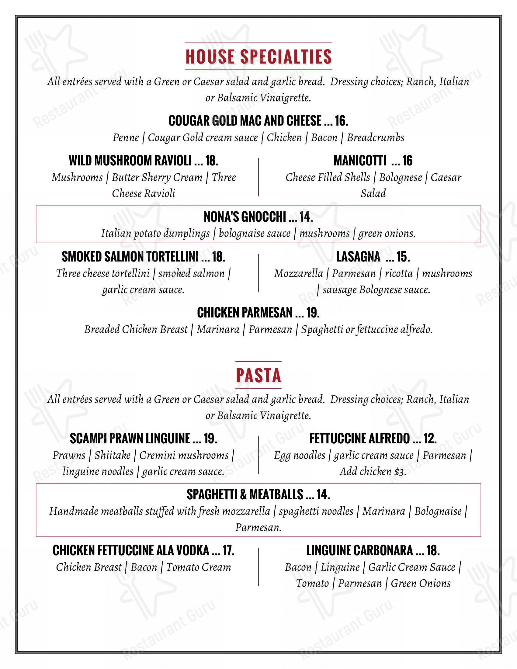 Menu at Scusi! pub & bar, Pullman