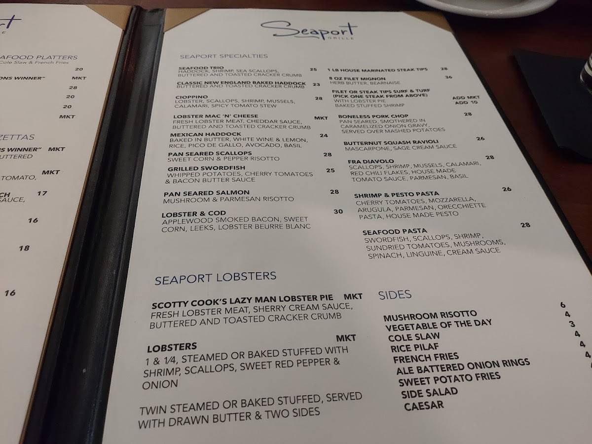 Menu at Seaport Grille restaurant, Gloucester, 6 Rowe Sq
