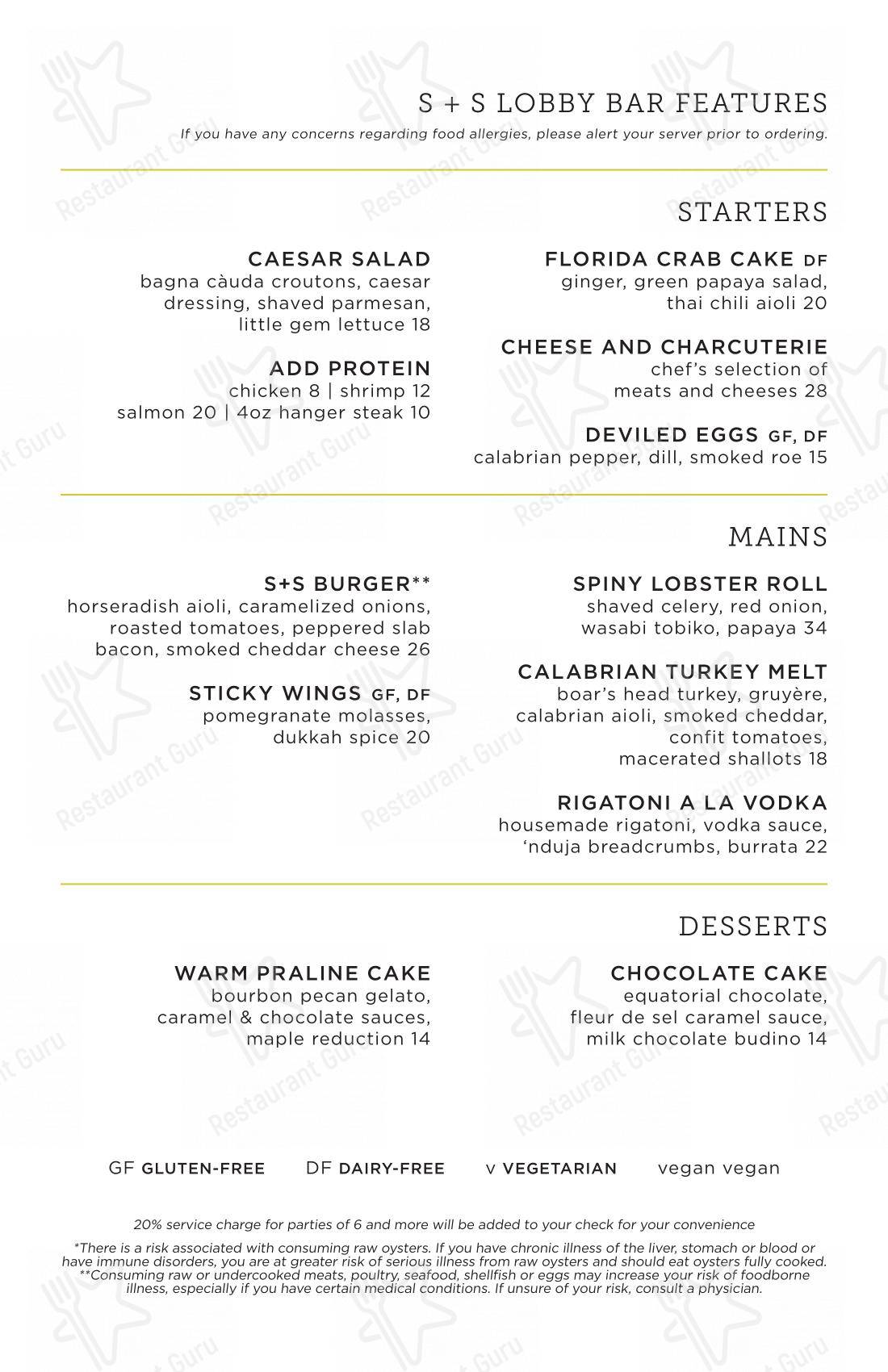 Menu at Sear + Sea Woodfire Grill steakhouse, Orlando