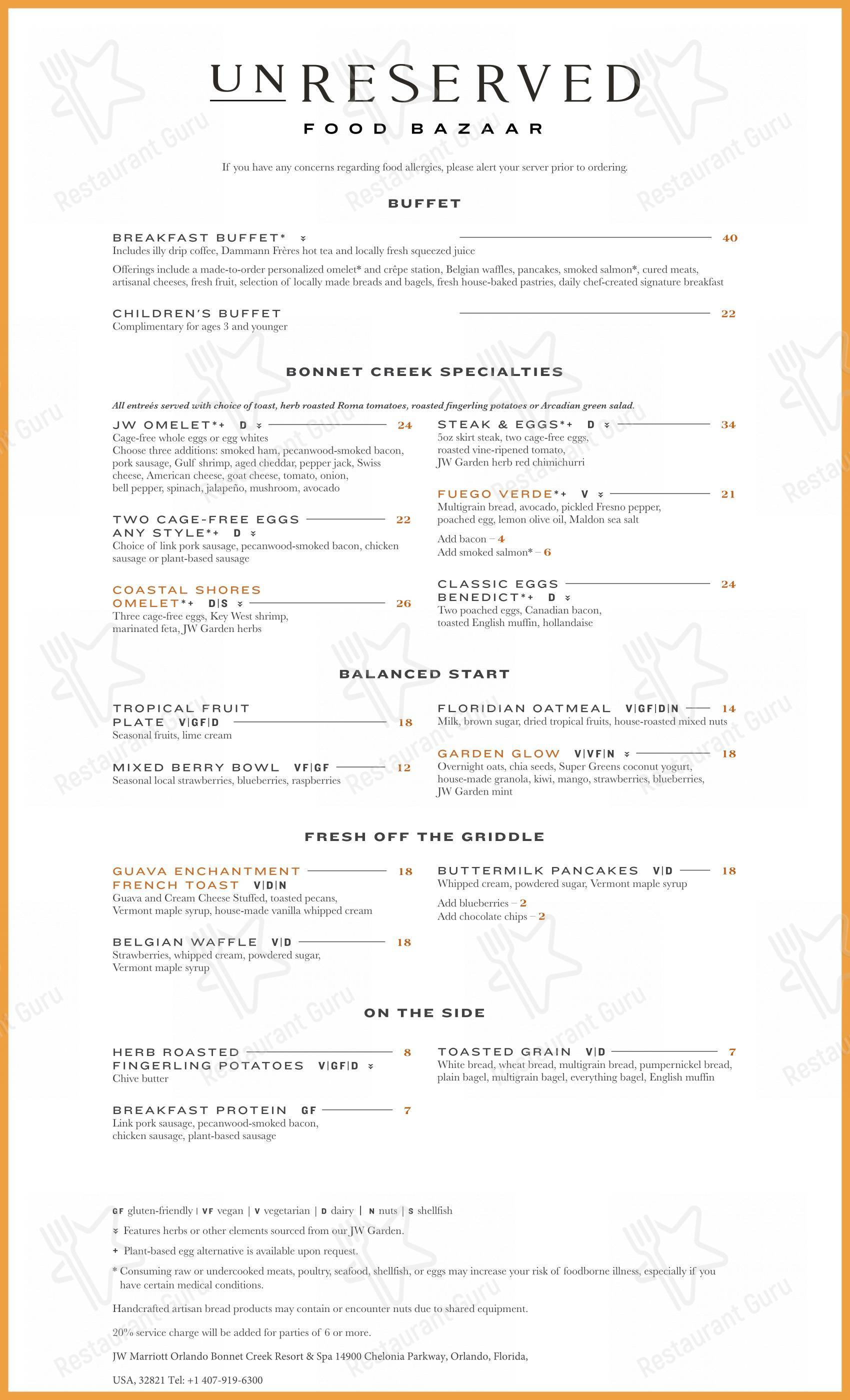 Menu at Sear + Sea Woodfire Grill steakhouse, Orlando