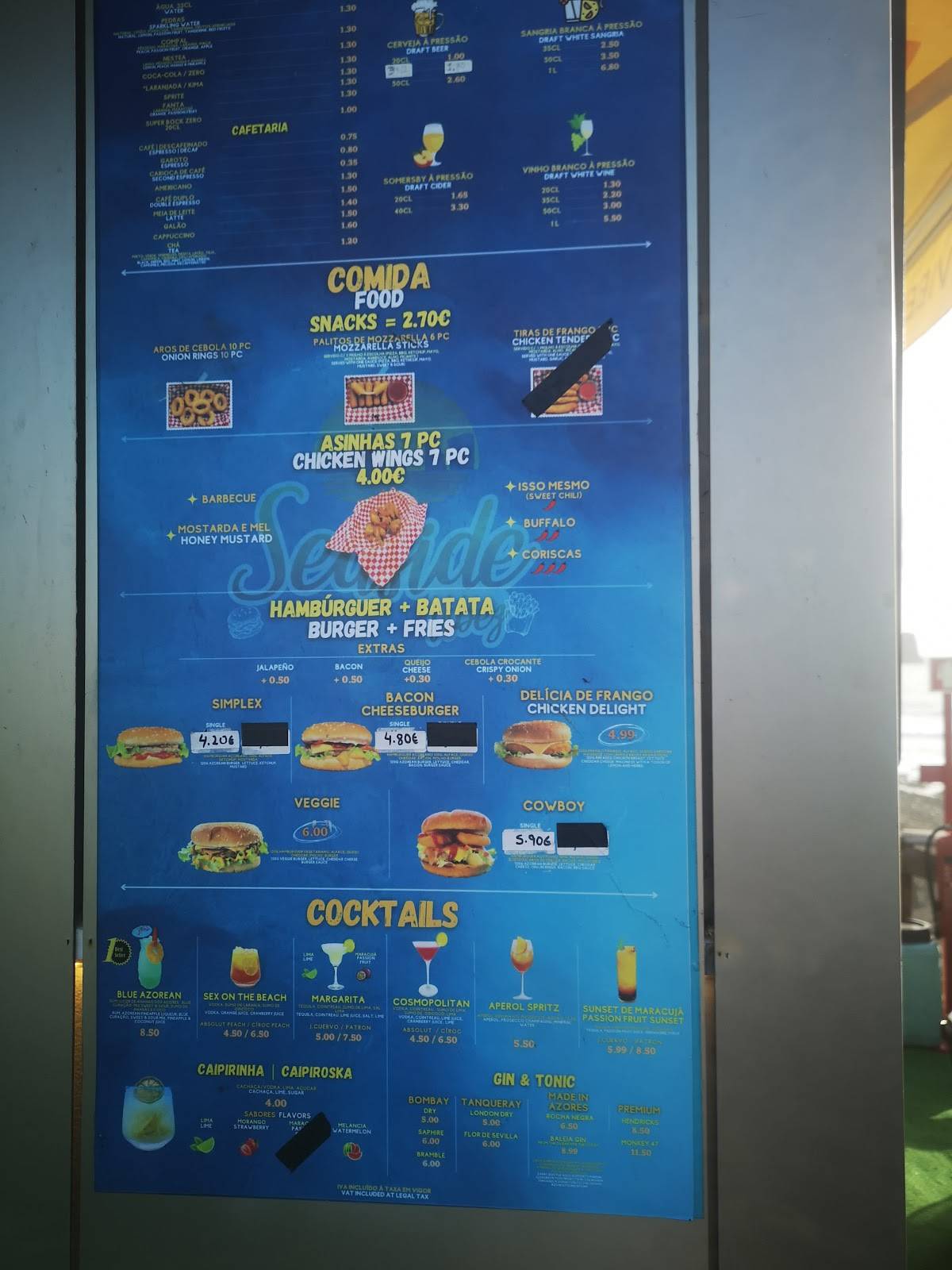 Menu em Seaside Vibez (The best sunset view) restaurante, Mosteiros