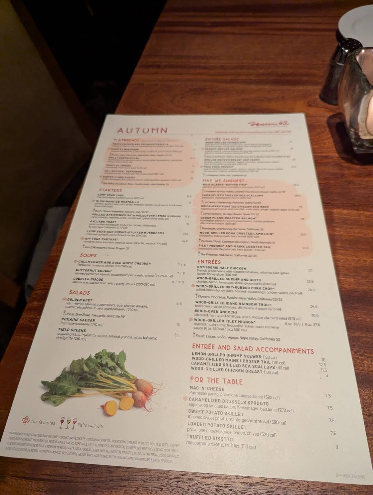 Menu at Seasons 52 pub & bar, Burlington, 6 Wayside Rd U