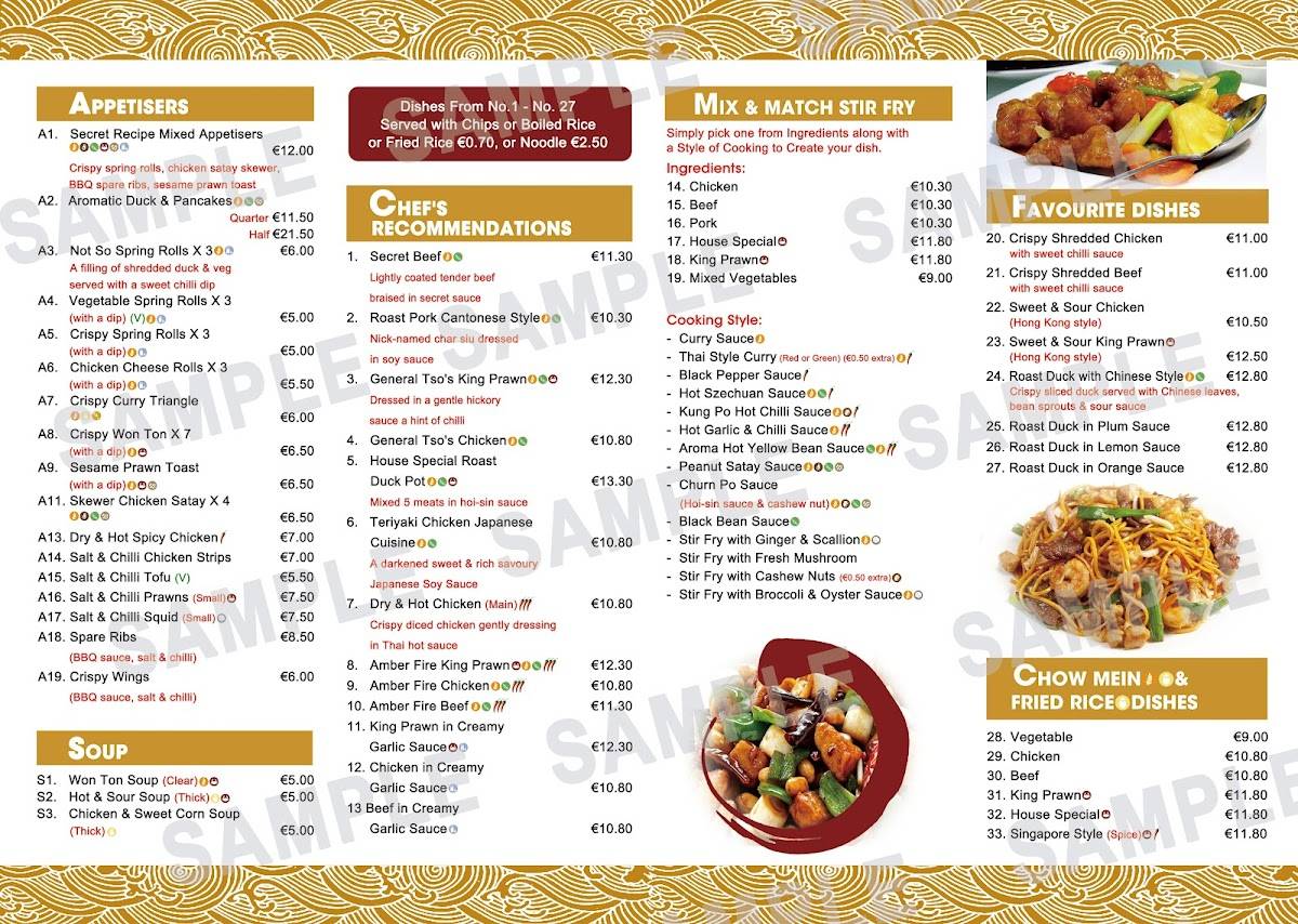 Menu at Secret Recipe restaurant, Castleisland