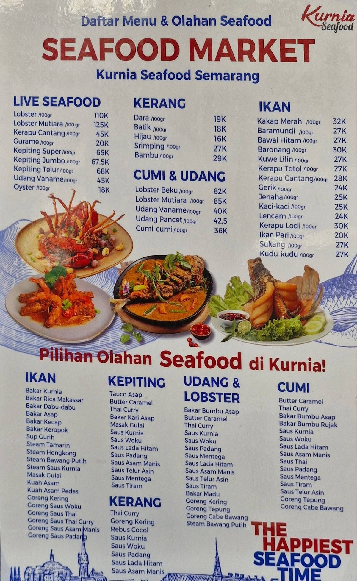 Menu at Kurnia Seafood Semarang restaurant, Semarang