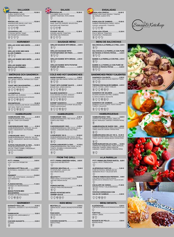 Menu at Senap & Ketchup BBQ, Torrevieja