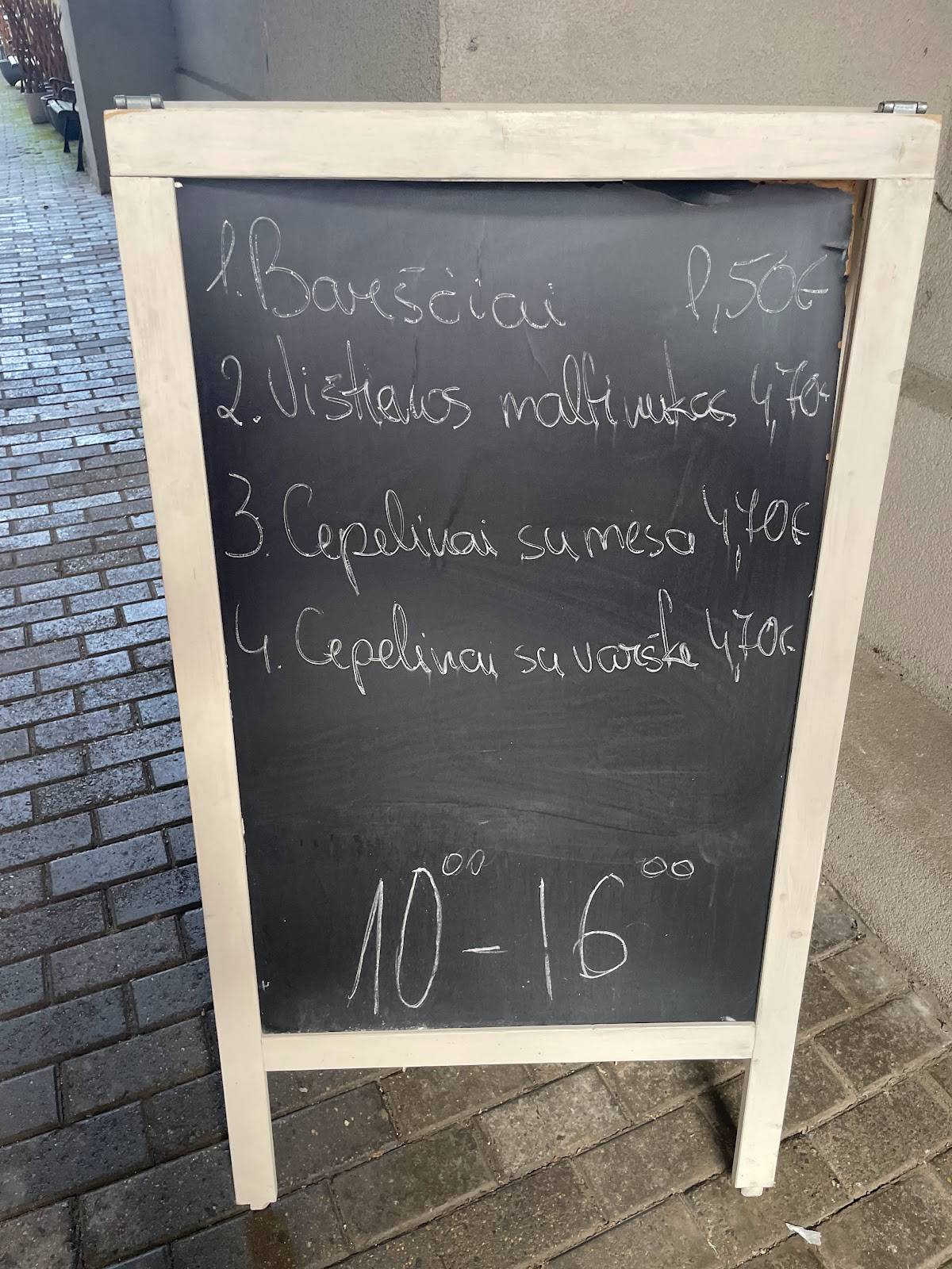 Menu at Senolių tradicija restaurant, Vilnius