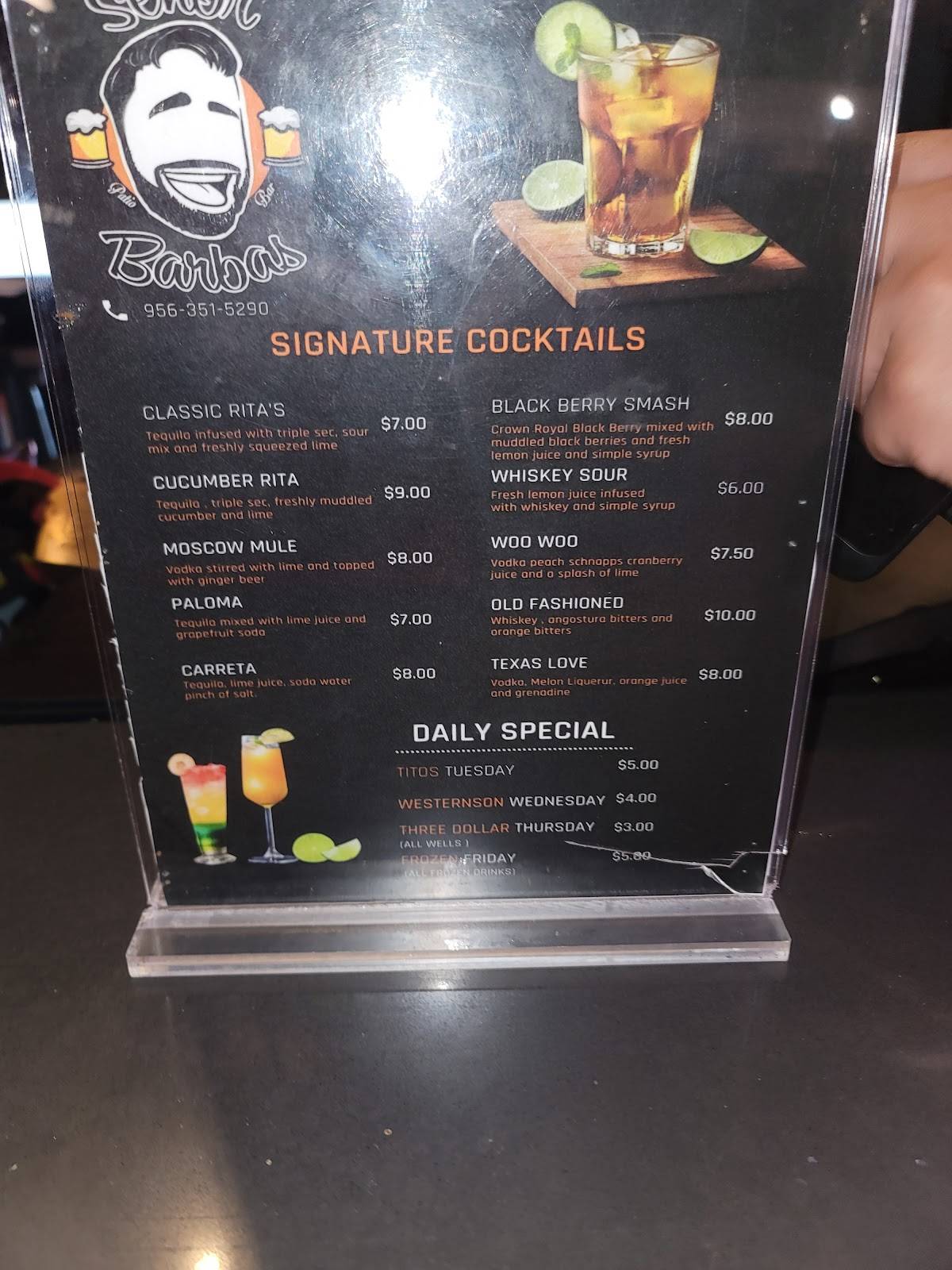 Menu at Señor Barbas, Weslaco