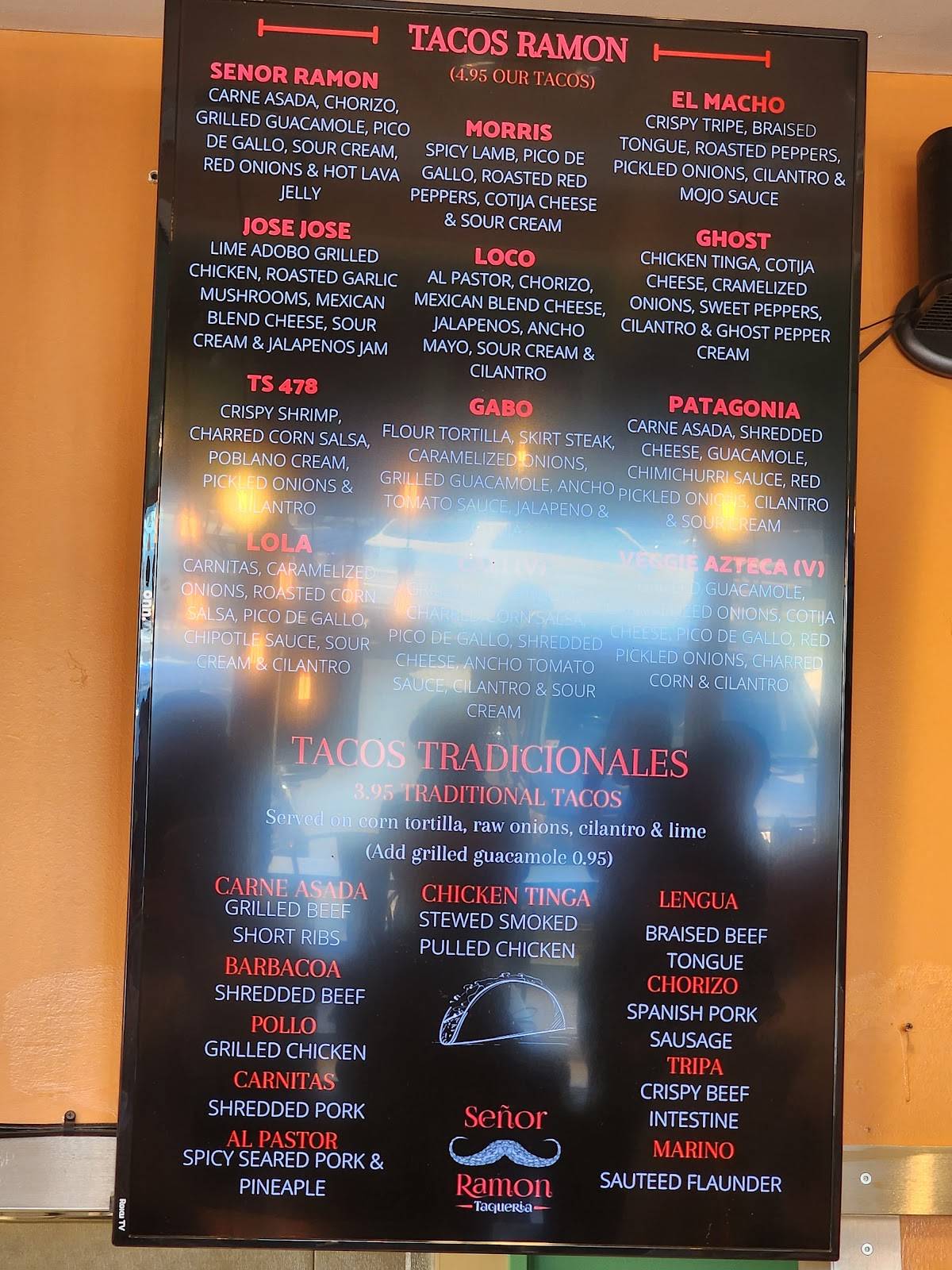 Menu at Señor Ramon Taqueria restaurant, Reston