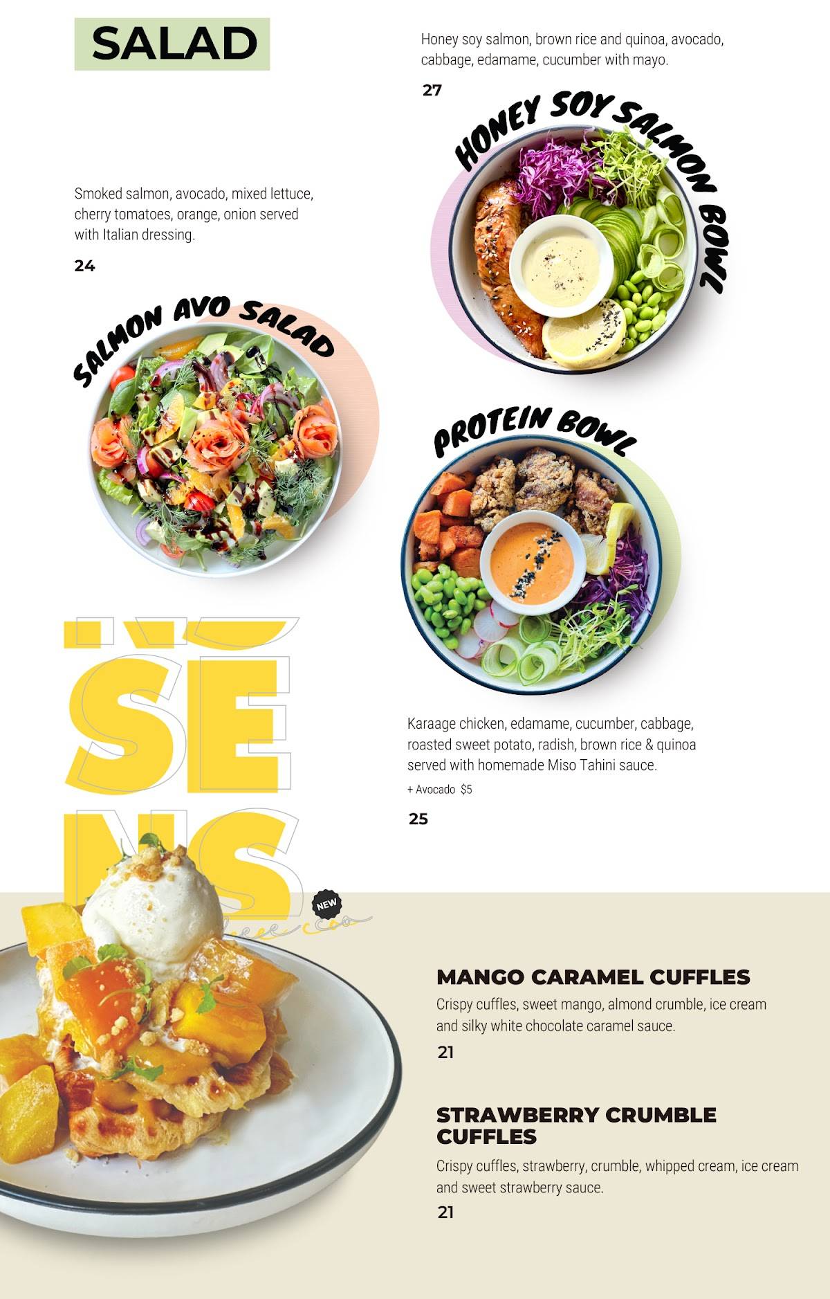 Menu at Sens Coffee Co. cafe, Southport, 1-2/2 Como Cres