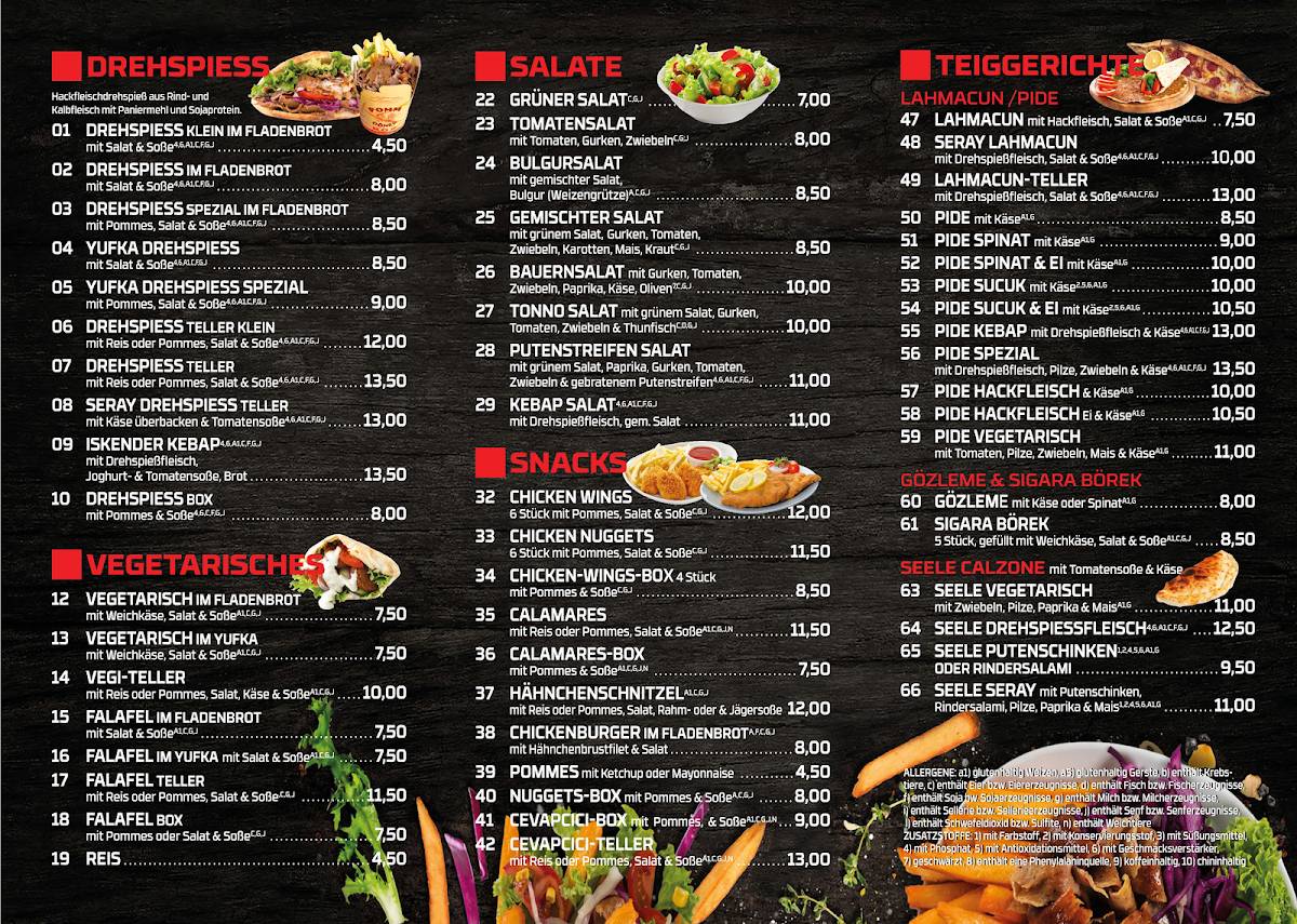 Speisekarte von Seray Pizza & Kebap, Bühl