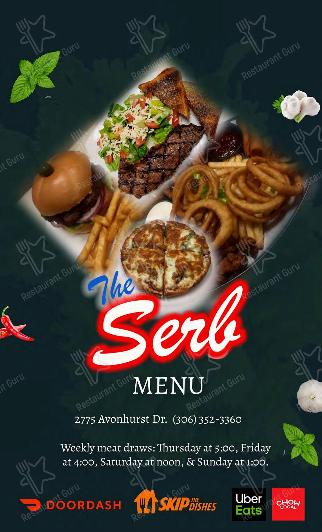 Menu at Serbian Club, Regina, Avonhurst Dr