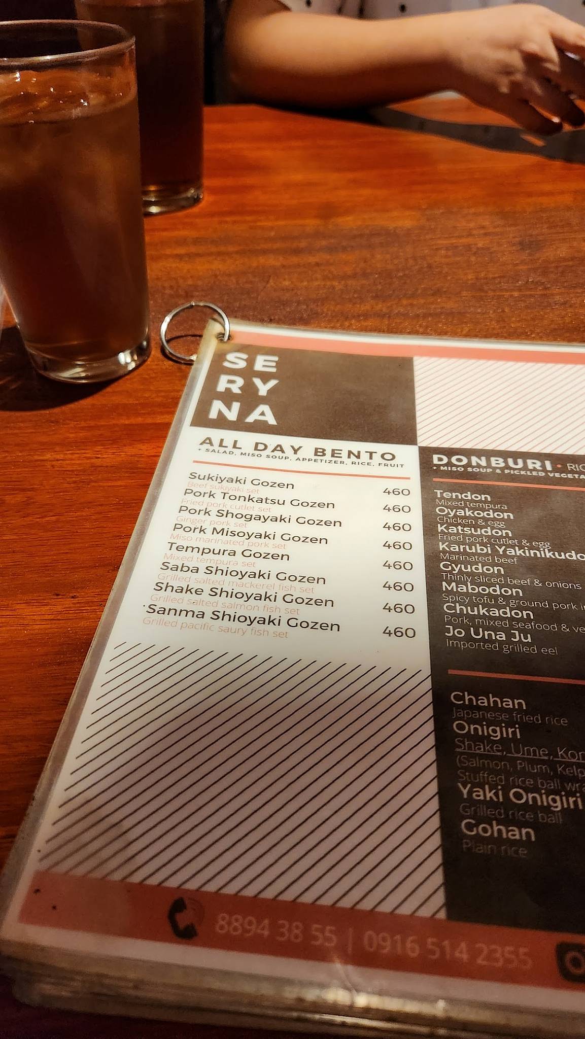Menu at Seryna Japanese Restaurant, Makati, Chino Roces Ave