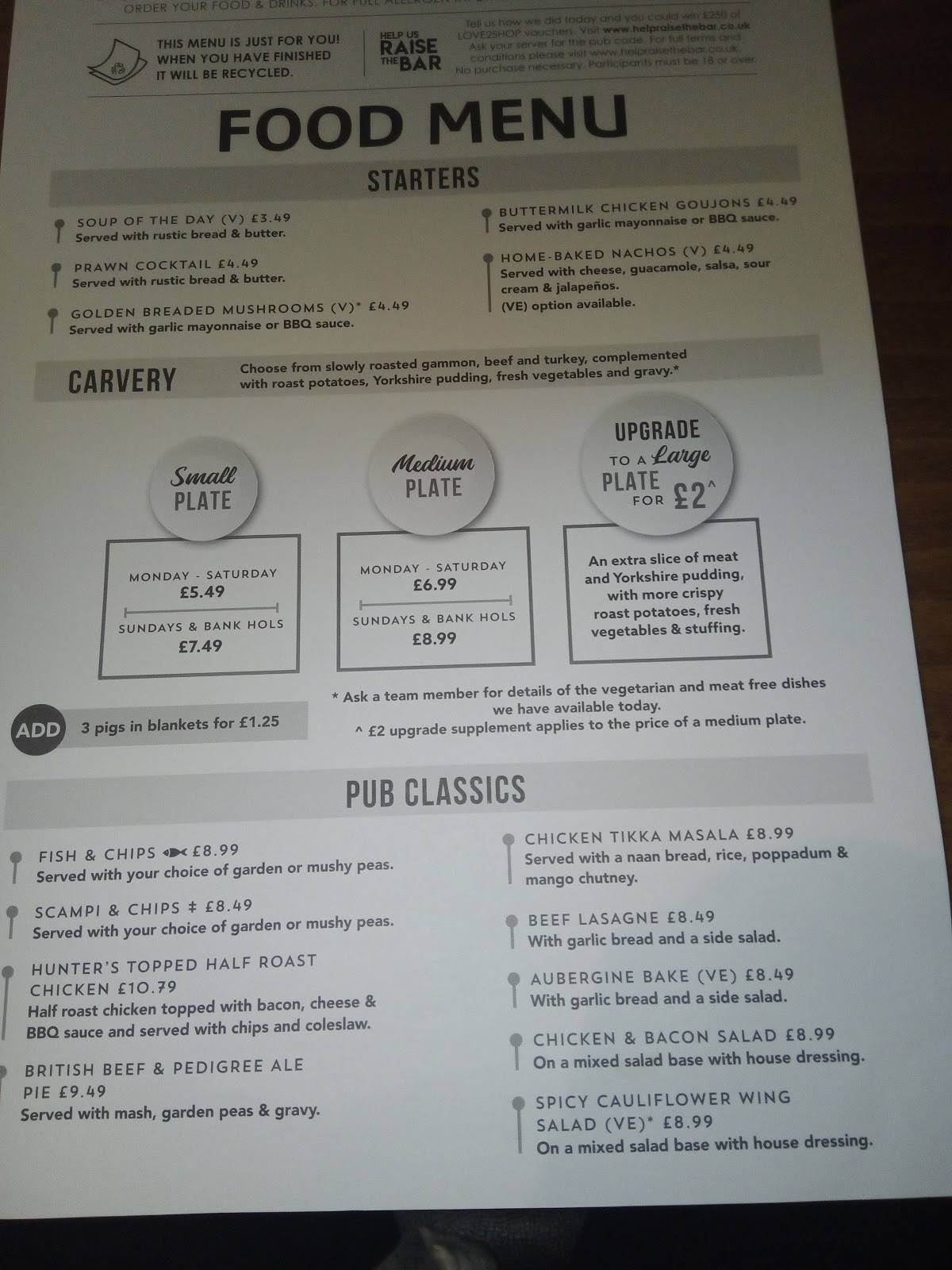 Menu at Sessile Oak pub & bar, Llanelli