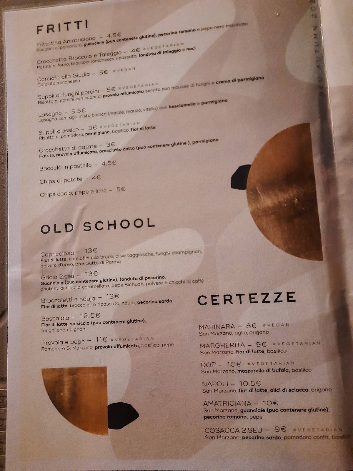 Menu at Seu Pizza Illuminati pizzeria, Rome