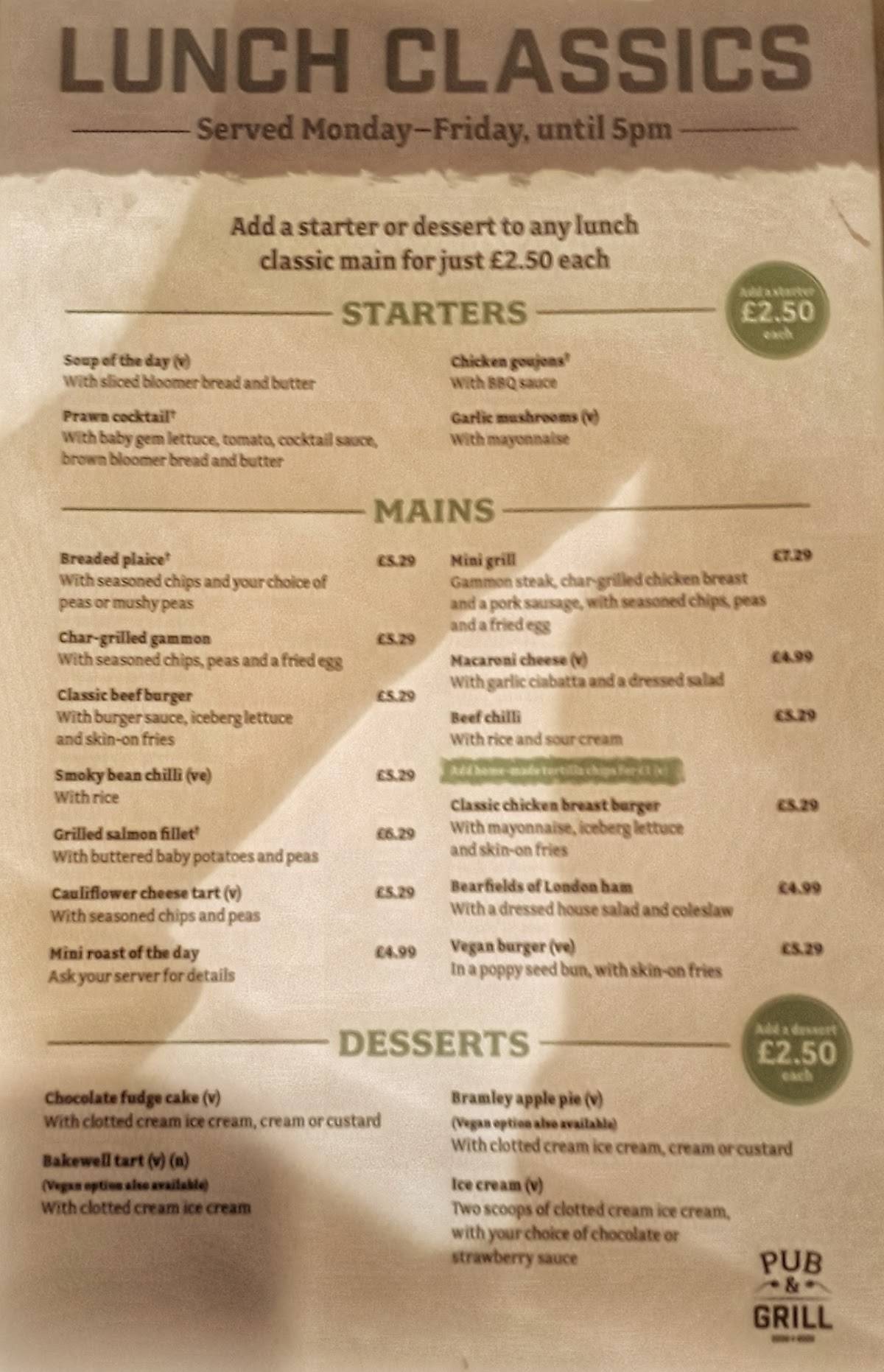 Menu at Seven Wells Pub & Grill, Derby