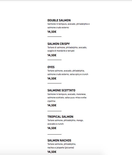 Speisekarte von Shabu Torino restaurant, Turin