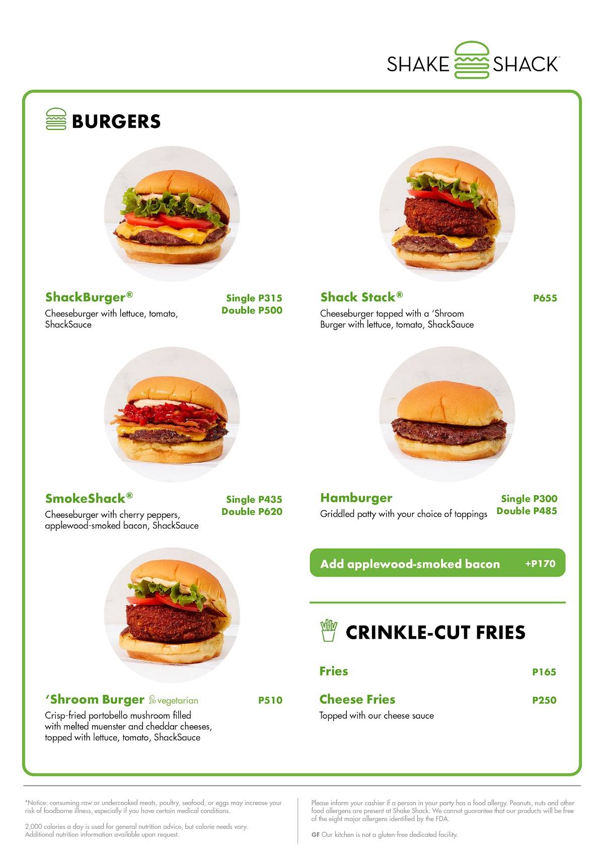Menu at Shake Shack - Gateway Mall II restaurant, Quezon City