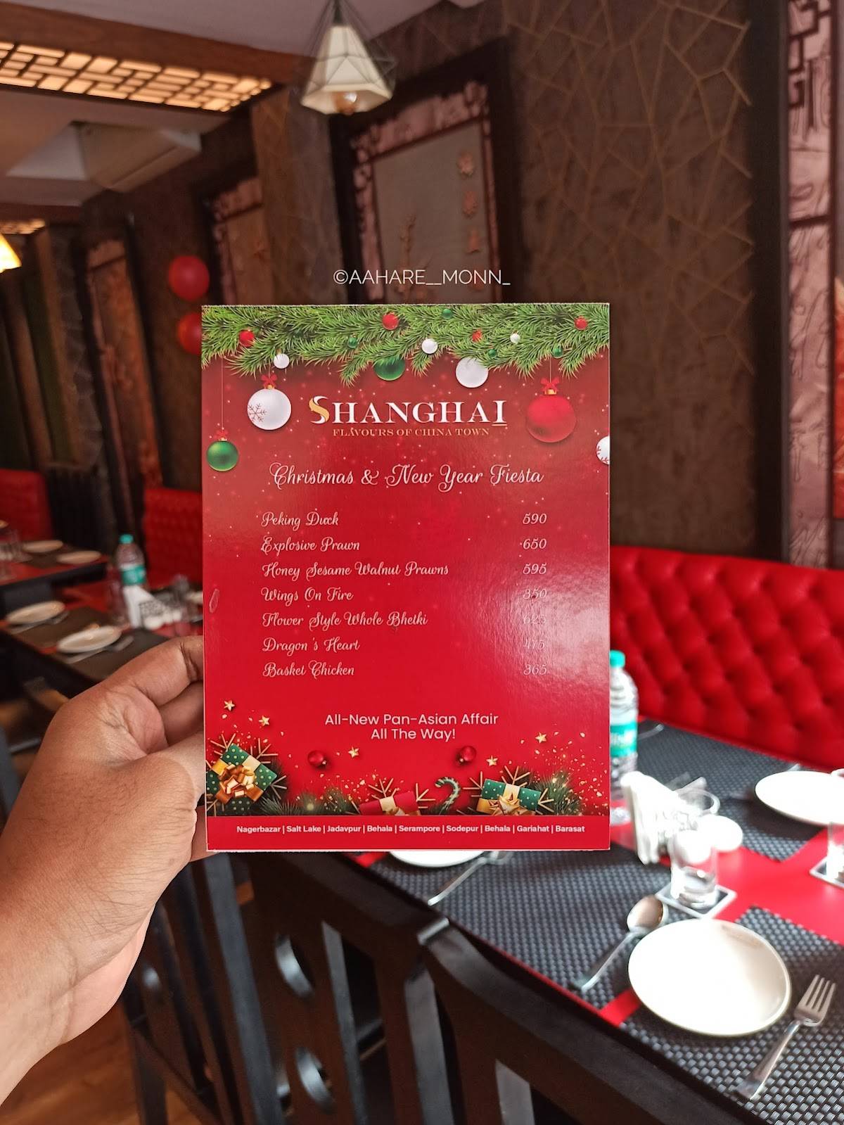 Menu at Shanghai flavours of China Town (Tollygunge), Kolkata