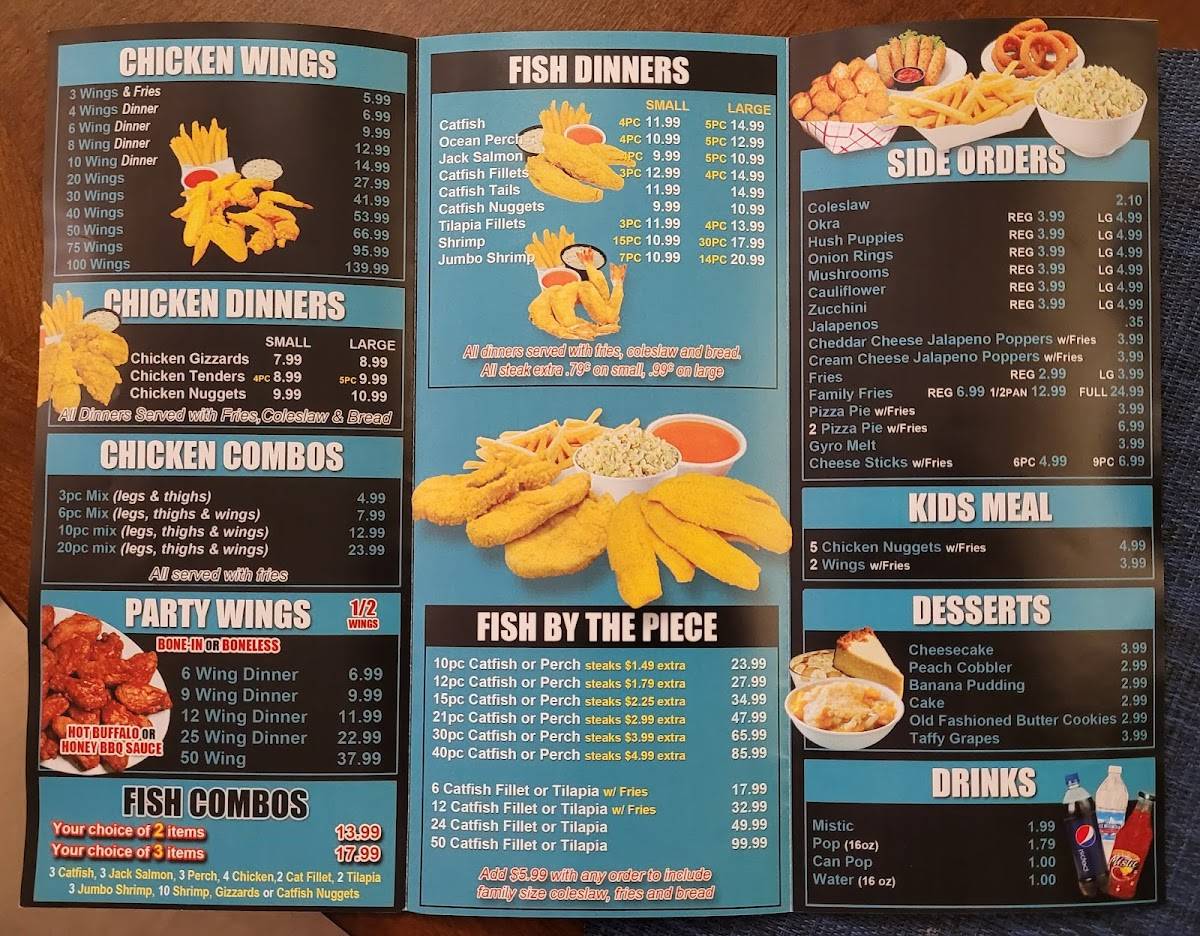 Menu at Sharxs Fish & Chicken restaurant, Gary, W Ridge Rd
