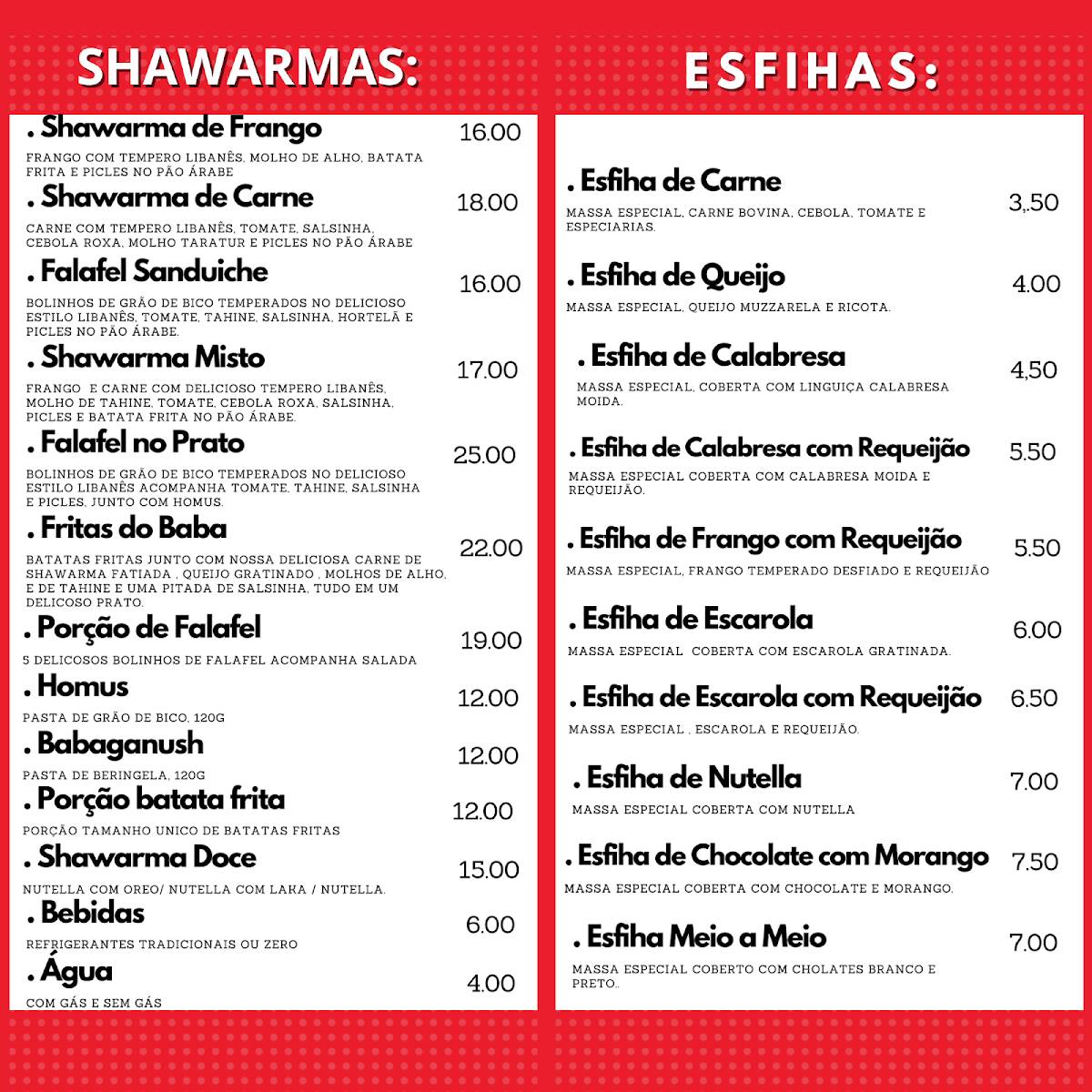 Menu em Shawarma Do Baba pub & Bar, São Paulo