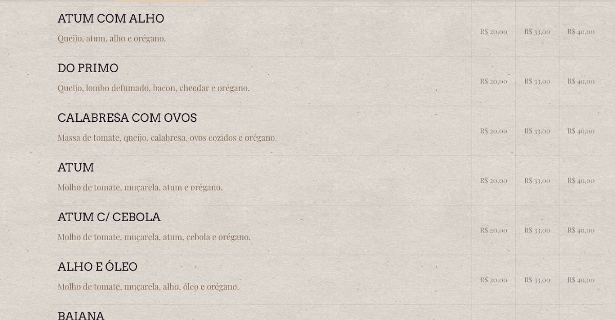 Menu em Sheyan restaurante, Curitiba