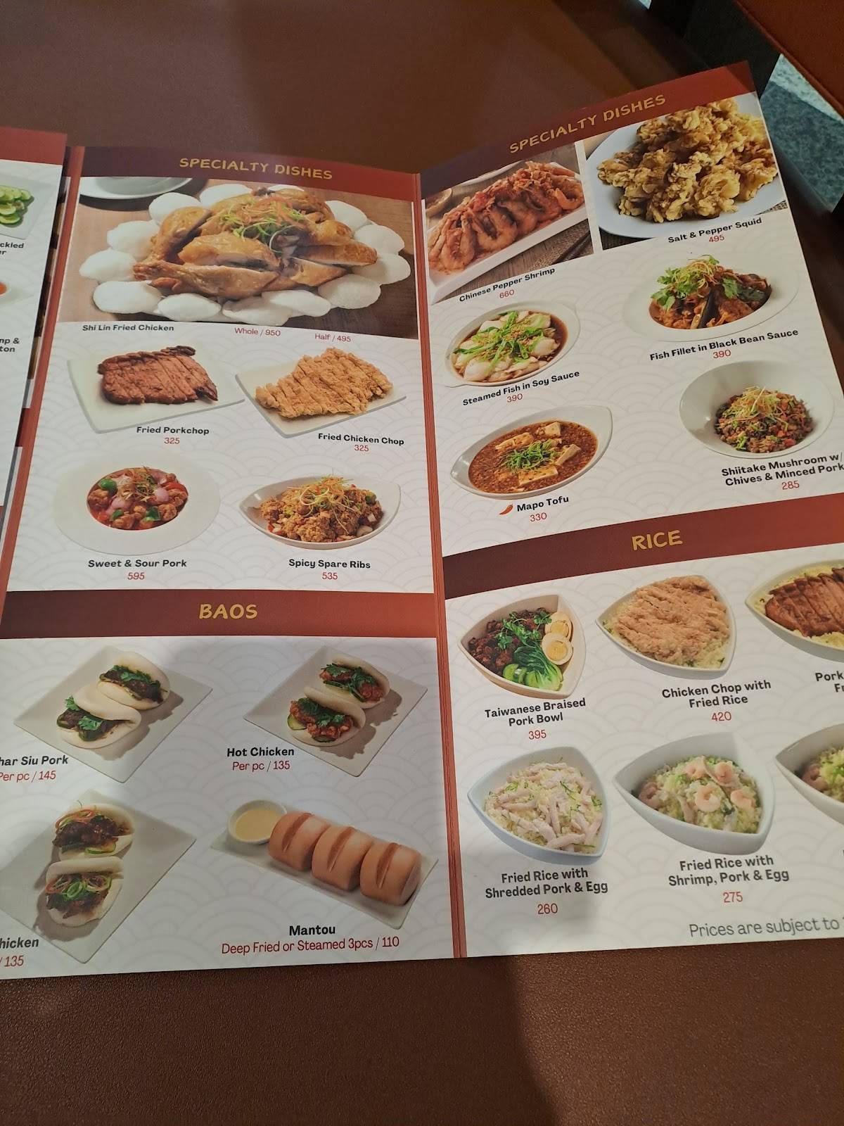 Menu at Shi Lin - Glorietta 2 restaurant, Makati, 2F