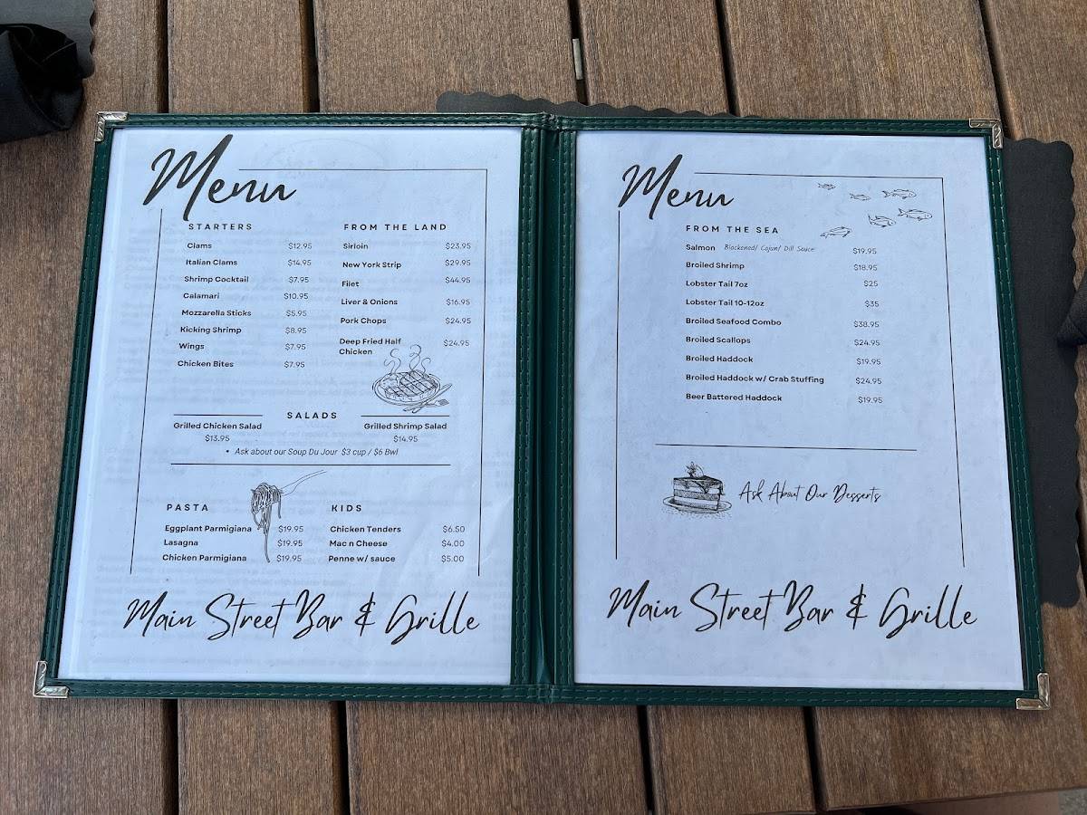 Menu at Main Street Bar & Grill, Mocanaqua