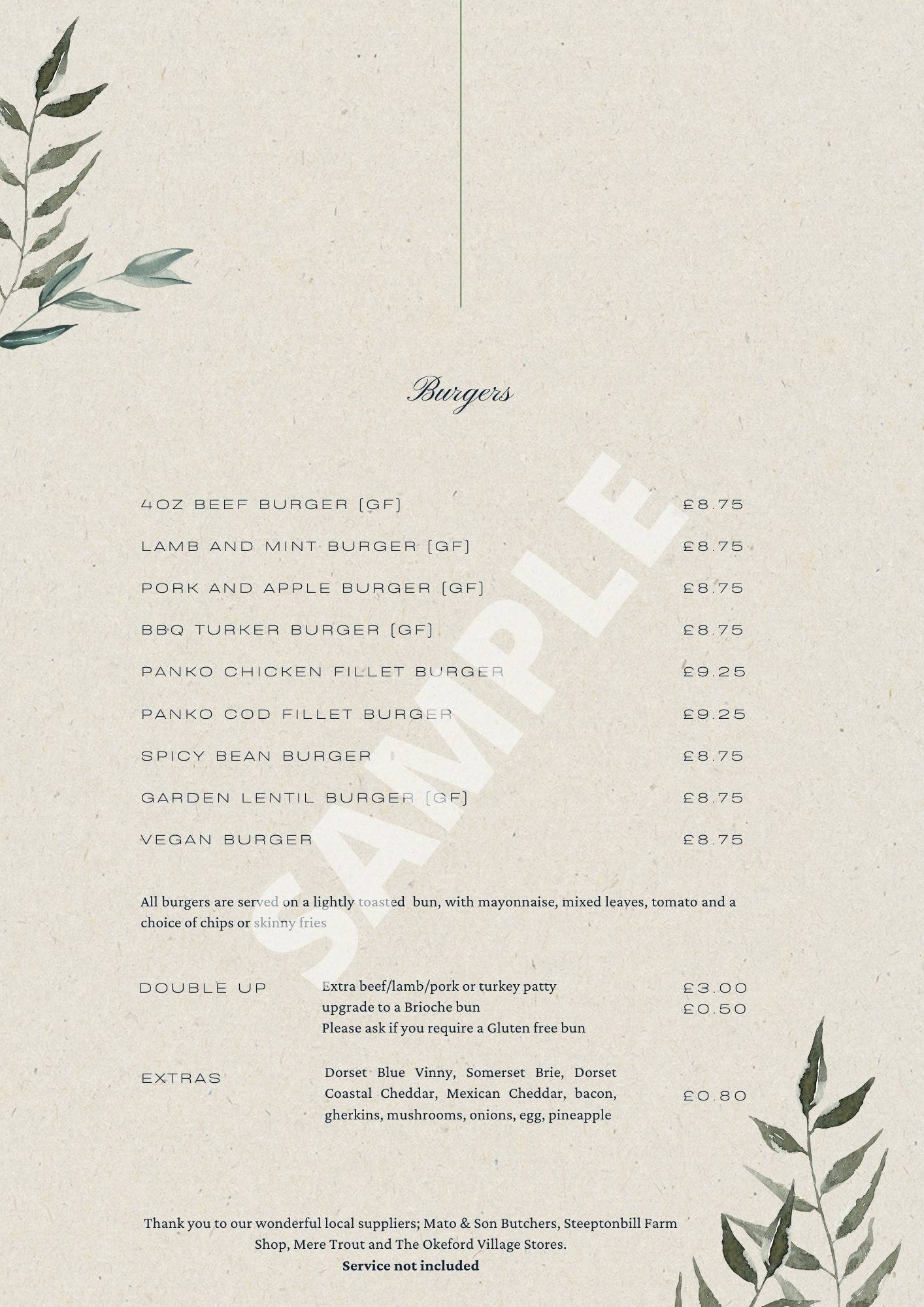 Menu at The Royal Oak - Traditional Pub, Shillingstone, Lower St