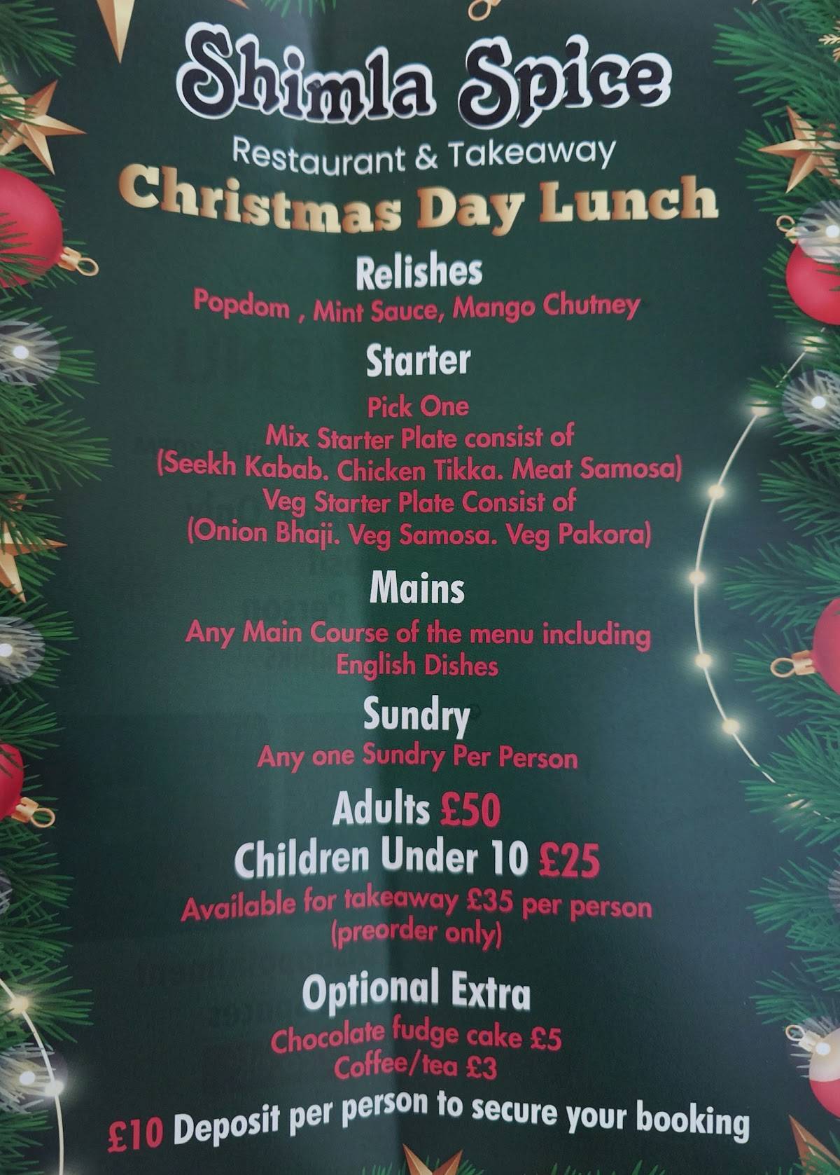 Menu at Shimla Spice Shipley restaurant, Shipley, 69 Otley Rd