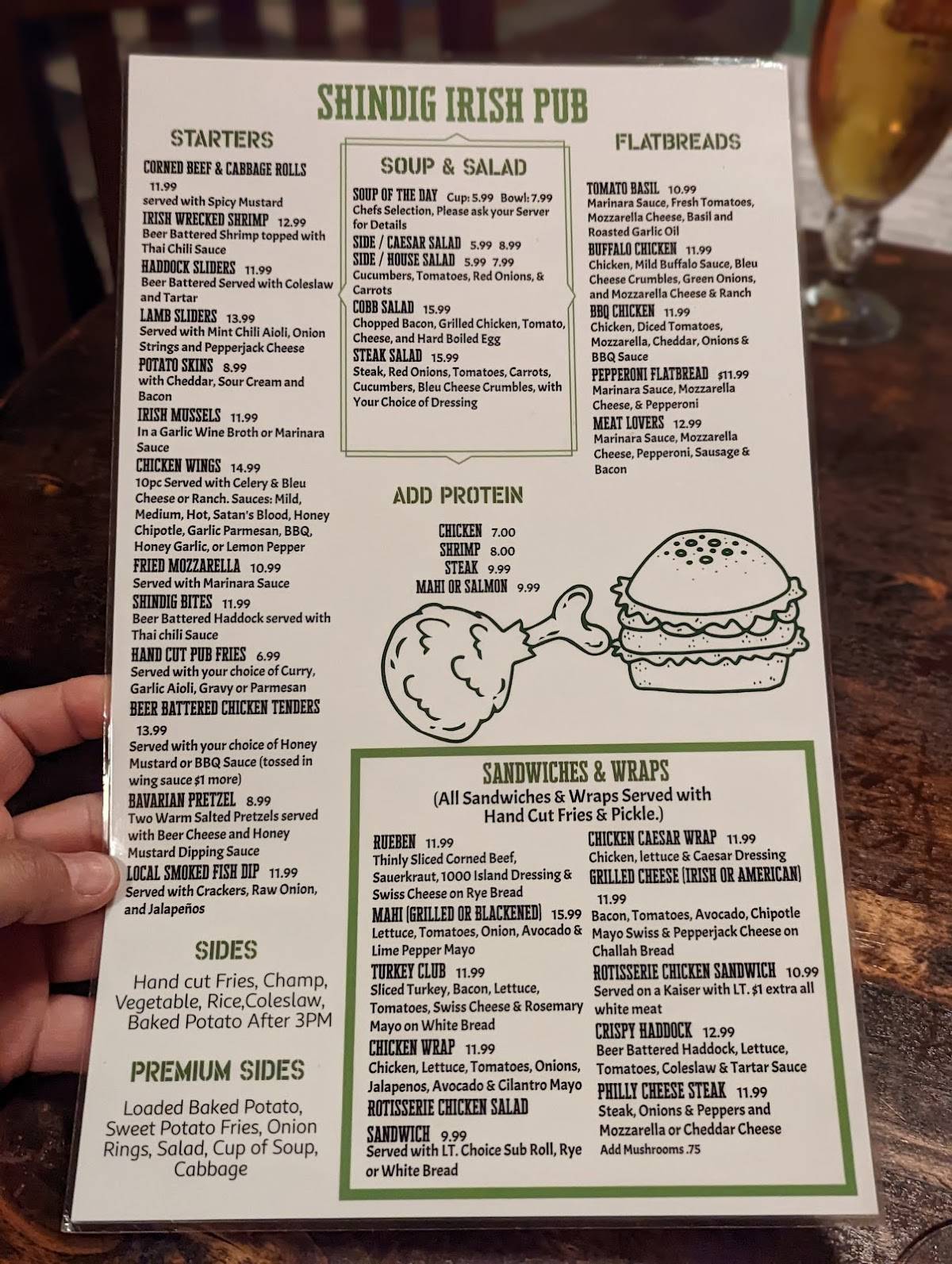 Menu at Shindig Irish Restaurant & Pub, Port St. Lucie