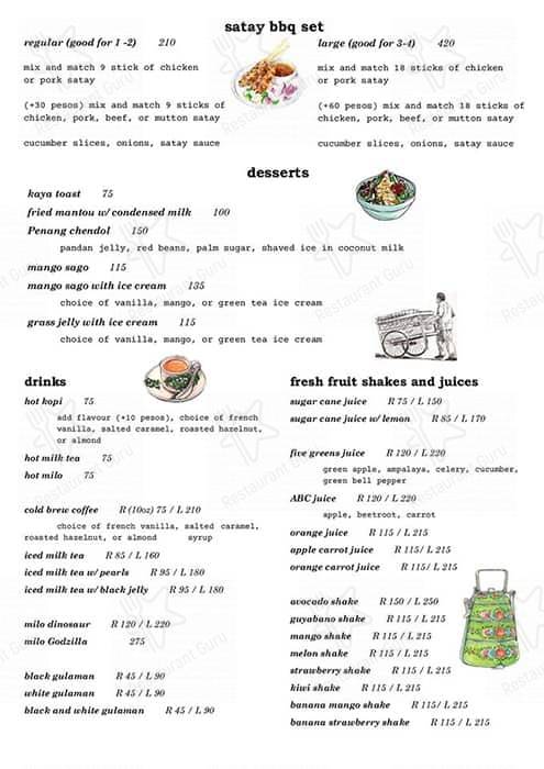 Menu at Shiok Shiok Singaporean Restaurant, Quezon City