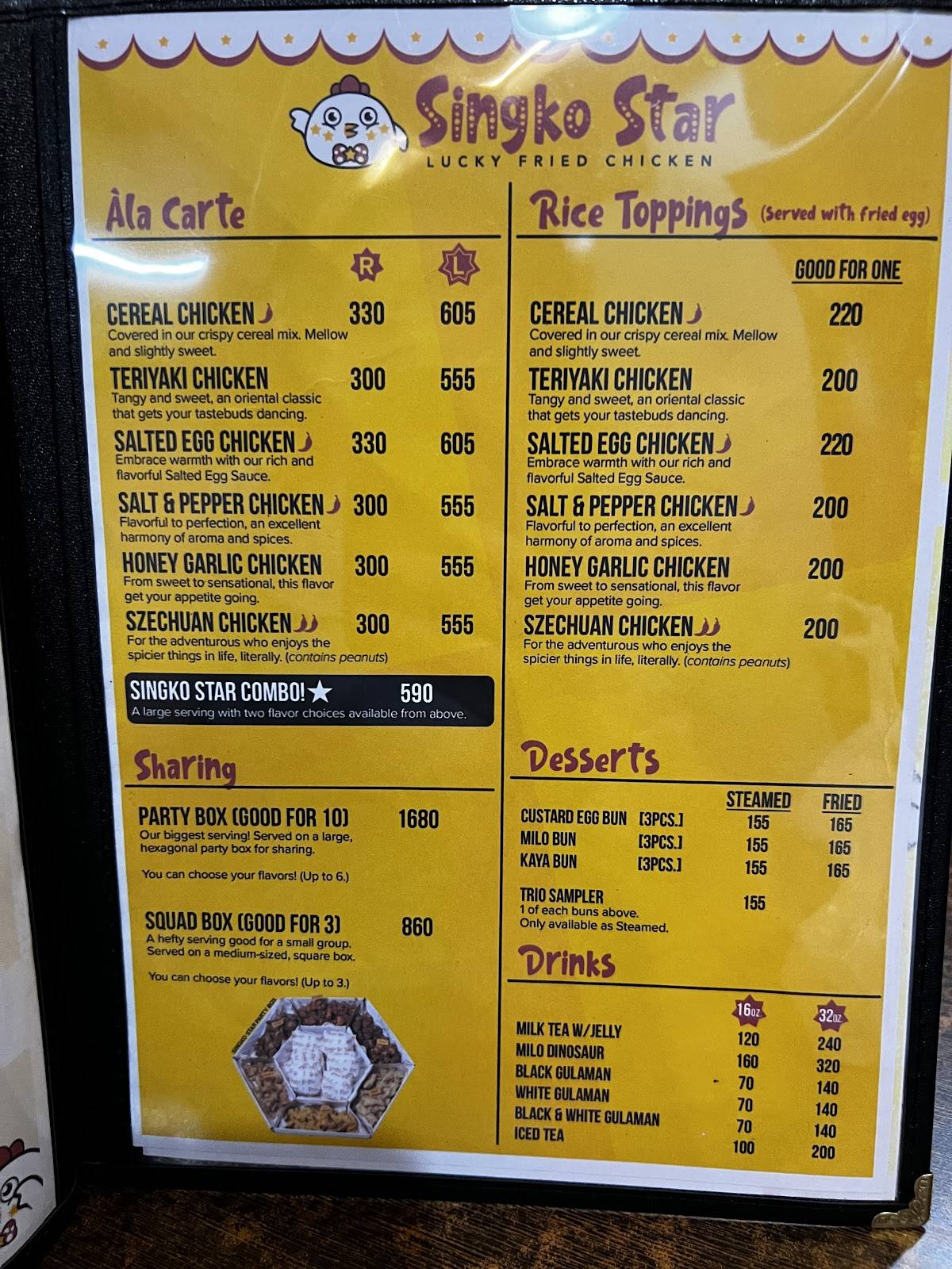 Menu at Shiok Shiok Singaporean Restaurant, Quezon City
