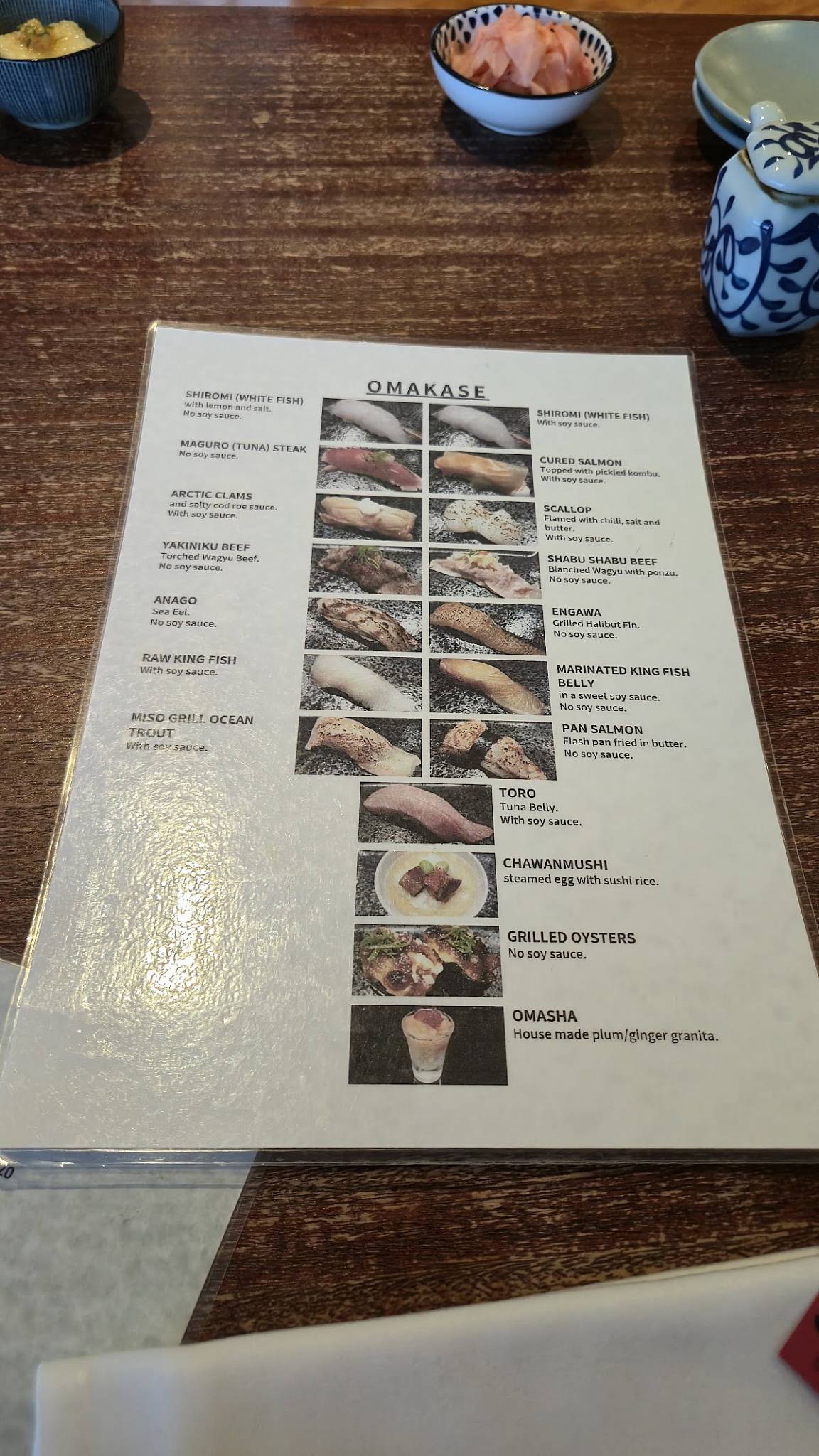 Menu at Shira Nui restaurant, Glen Waverley
