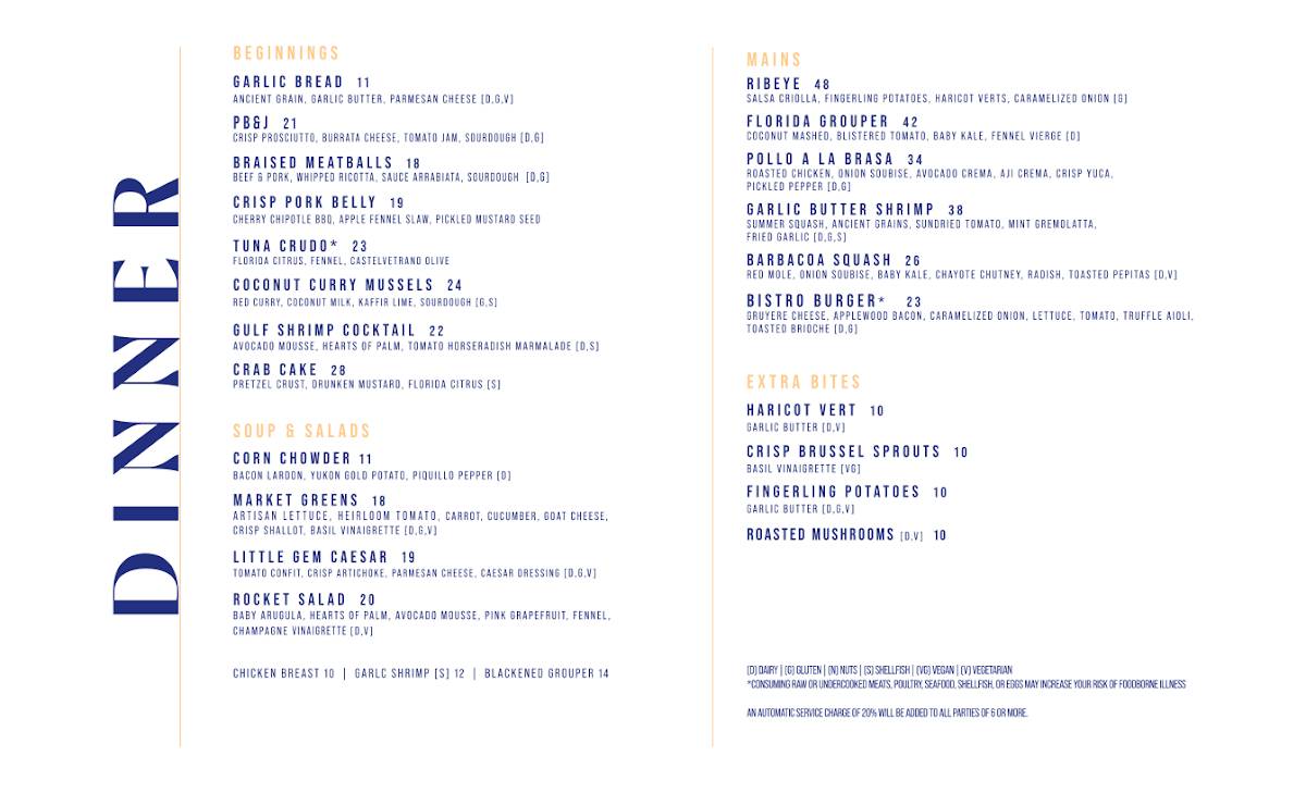 Menu at SiX Tampa pub & bar, Tampa