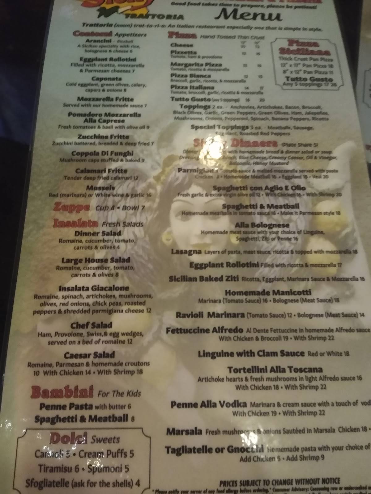 Menu at Sicily Trattoria pizzeria, Cape Coral, Cape Coral Pkwy E