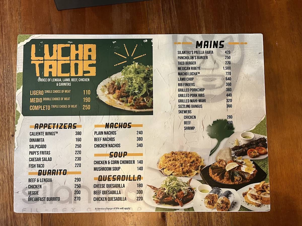 Menu at Sílantro Fil-Mex Cantina restaurant, Dagupan, 229 Perez Blvd