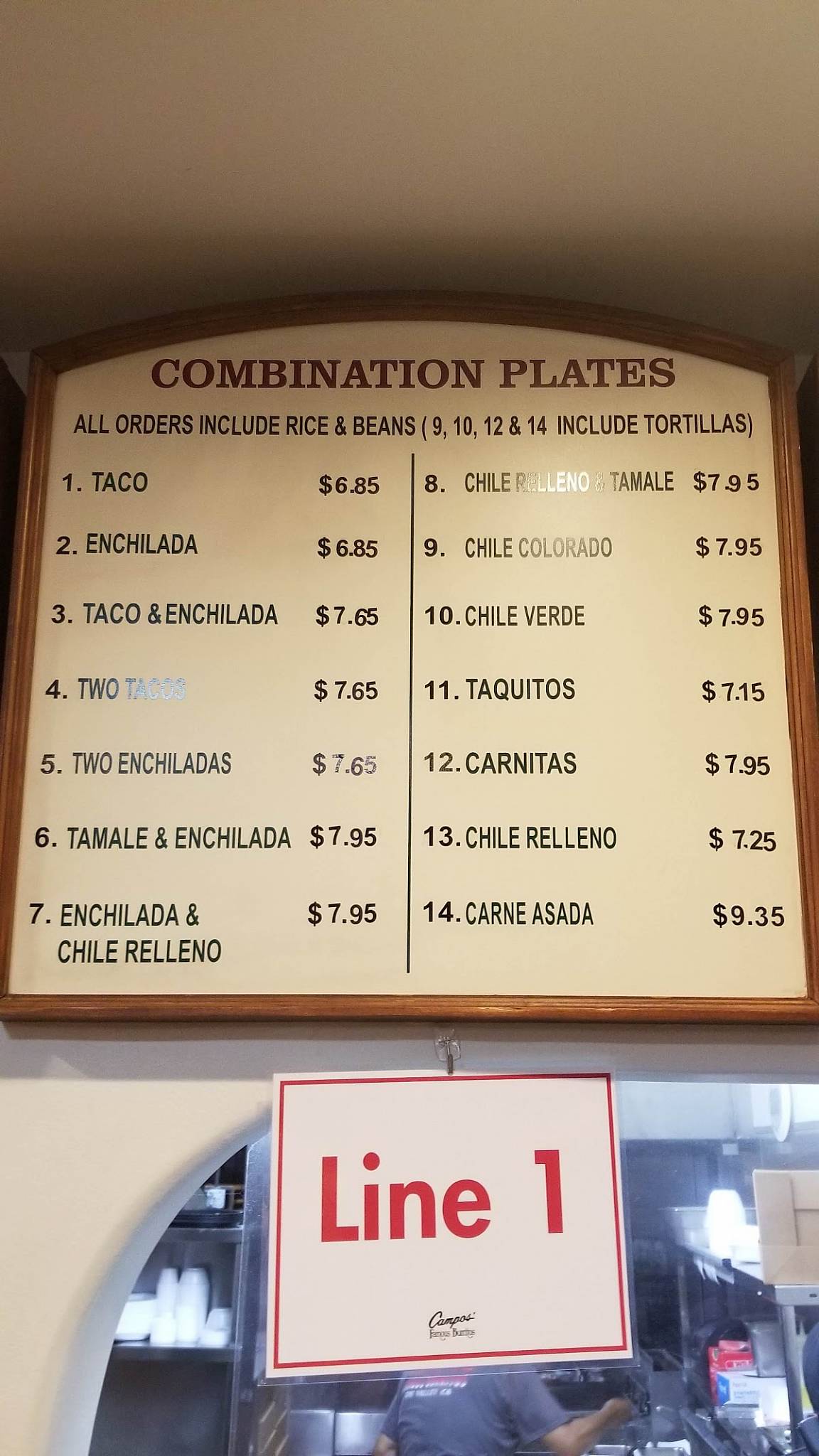 Menu at Campos Famous Burritos restaurant, Simi Valley