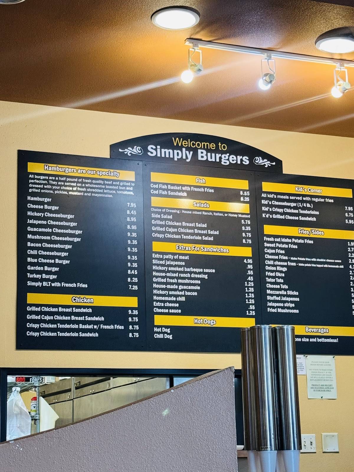 Menu at Simply Burgers restaurant, Mansfield, E Debbie Ln #117