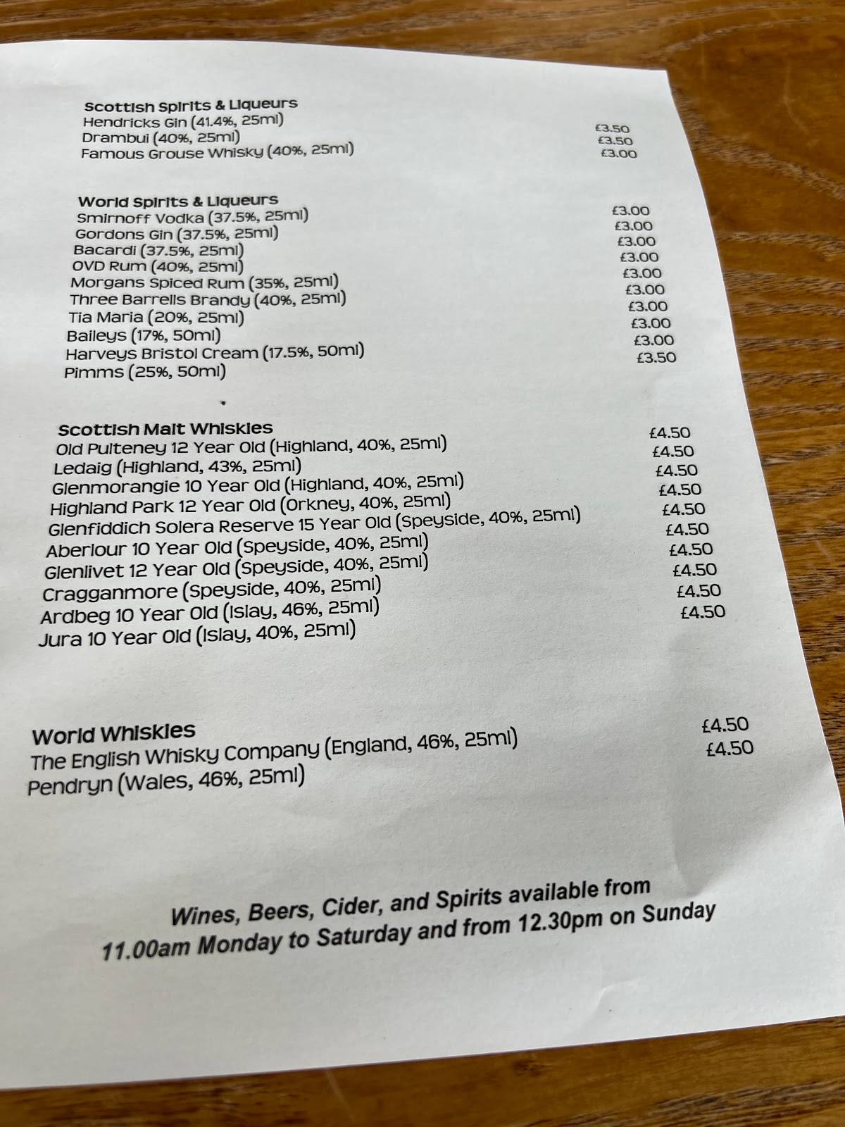 Menu at Simply Scottish restaurant, Jedburgh