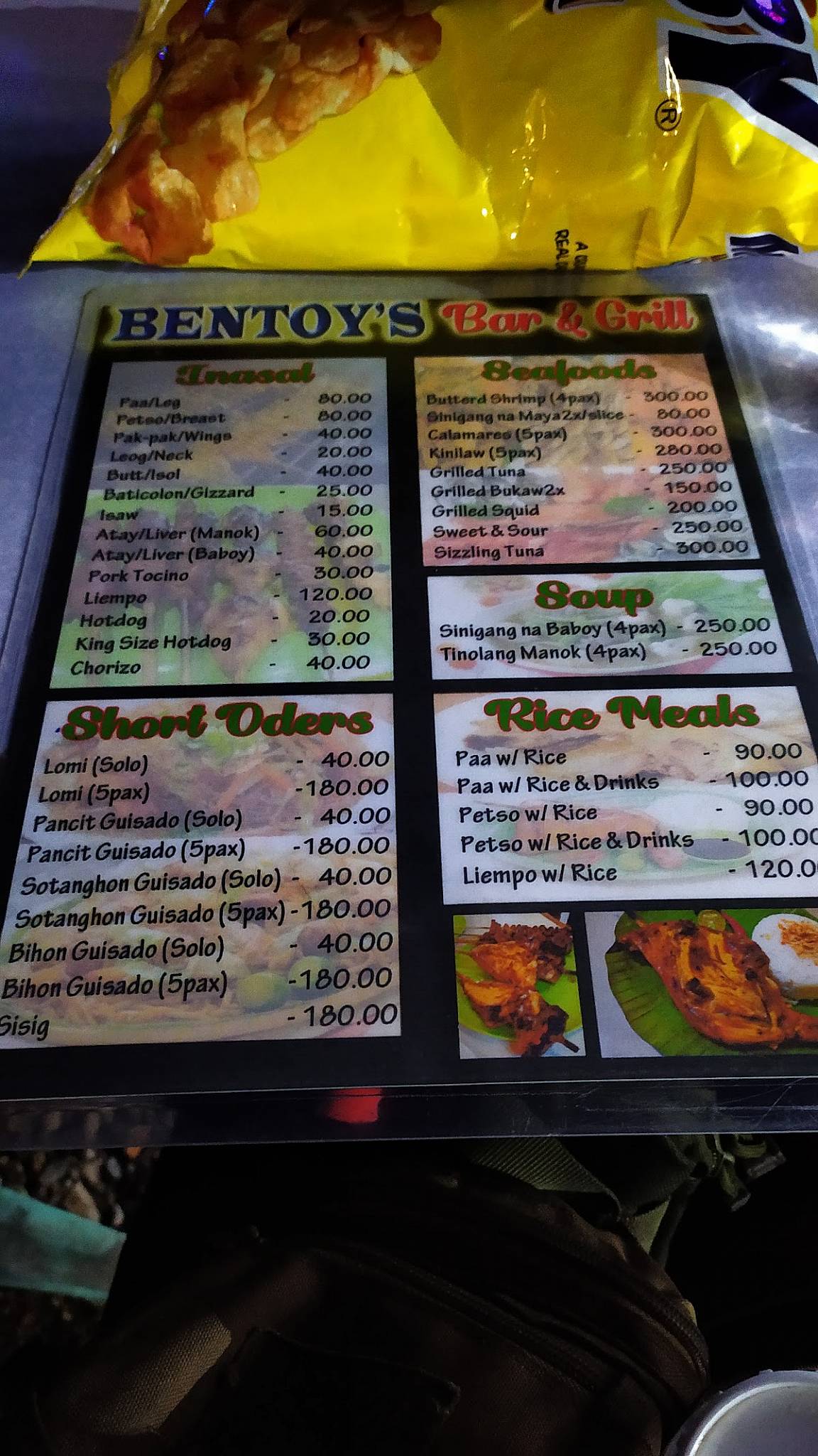 Menu at Sipalay Food Park restaurant, Sipalay