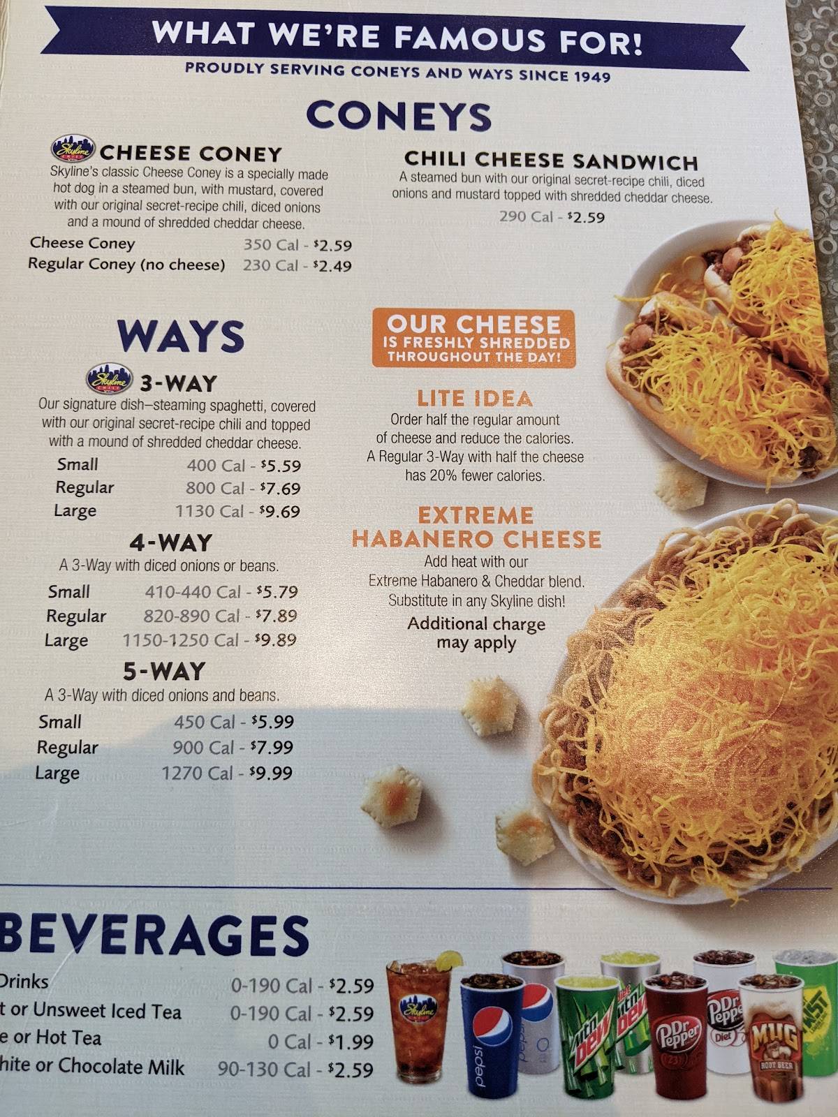 Menu at Skyline Chili fast food, Taylor Mill, Taylor Mill Rd