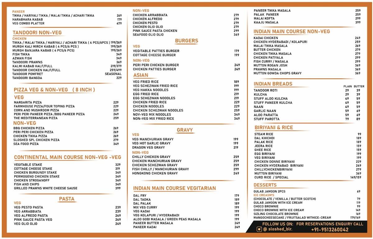 Menu at Sloshed Eatery & Bar, Bengaluru