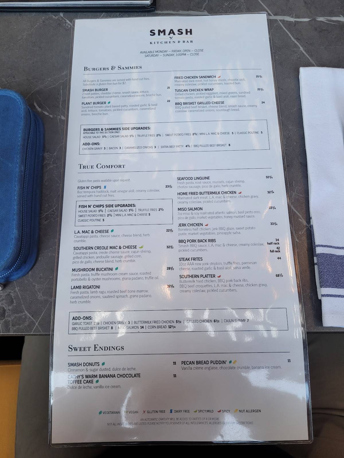 Menu at Smash Kitchen and Bar, Markham