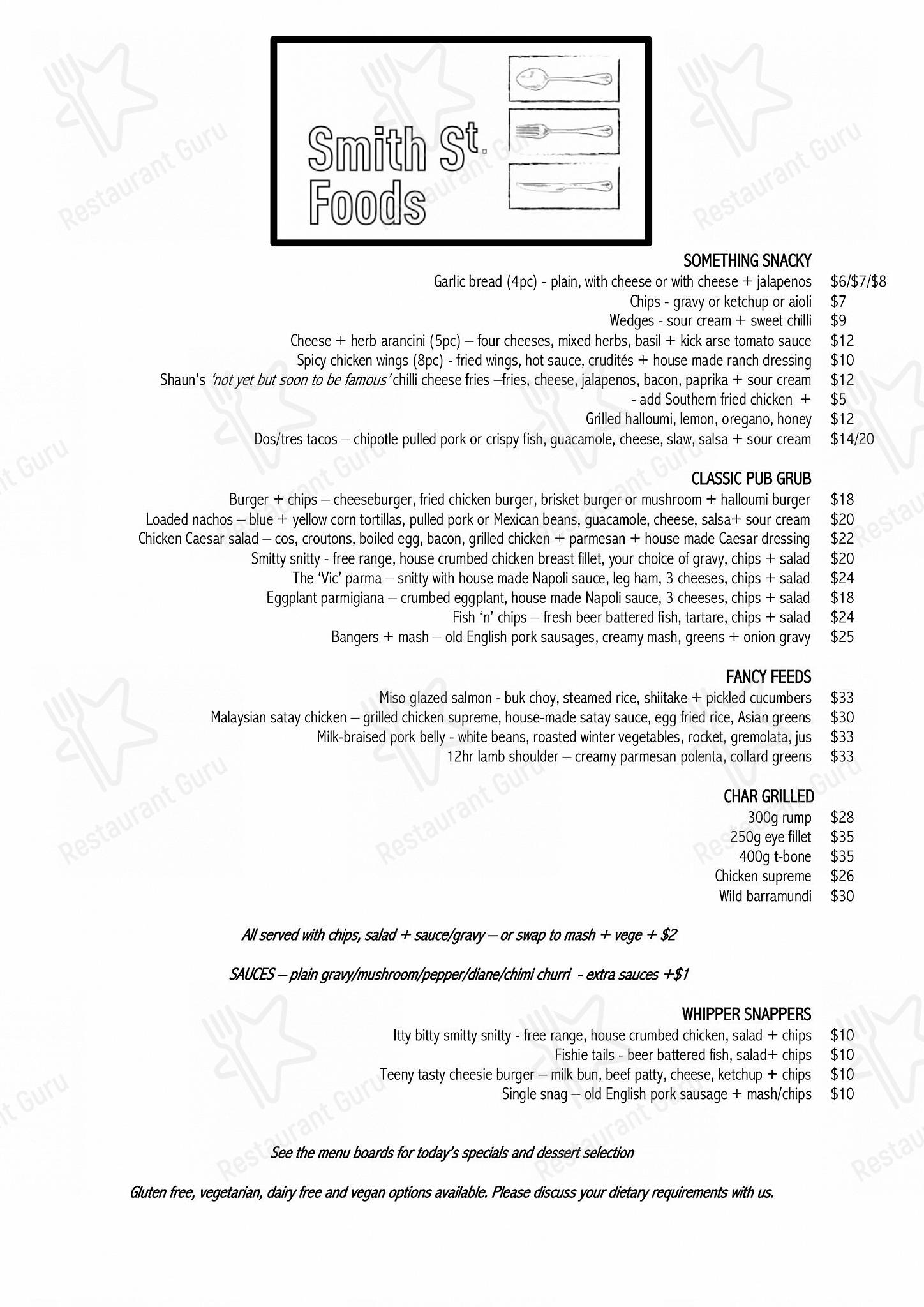 Menu at Jack's Grill by SMITH ST. FOODS pub & bar, Gerringong, 29 ...