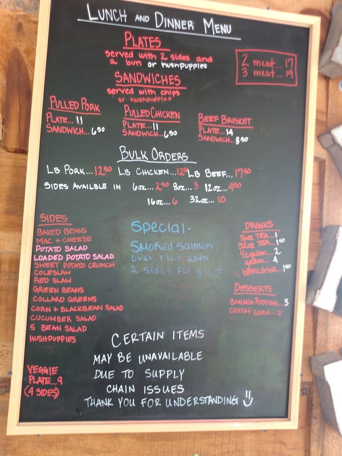 Menu at Smokey and the Pig BBQ, Fairview, 913 Charlotte Hwy