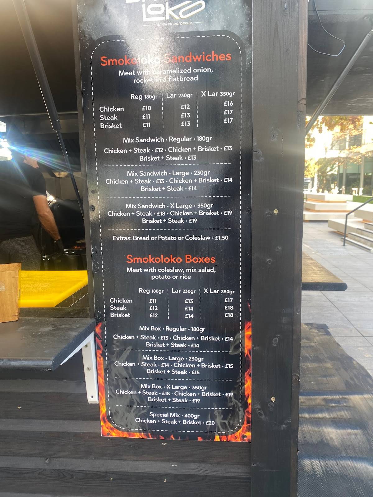 Menu at Smokoloko BBQ, London, Lamb St