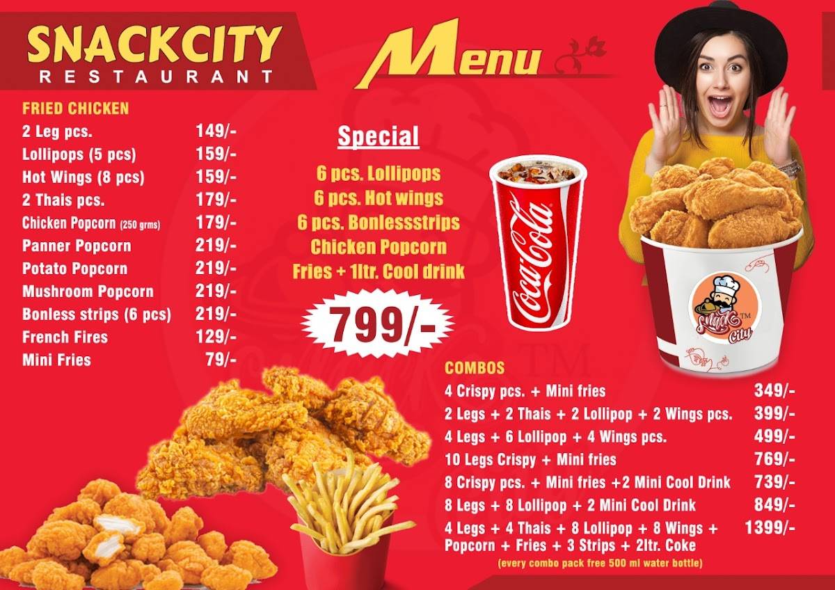 Menu at Snack City, Kadapa, Kadapa