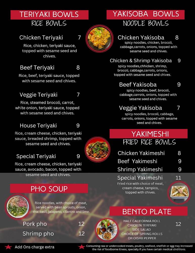 Menu at Sushi House restaurant, Somerton
