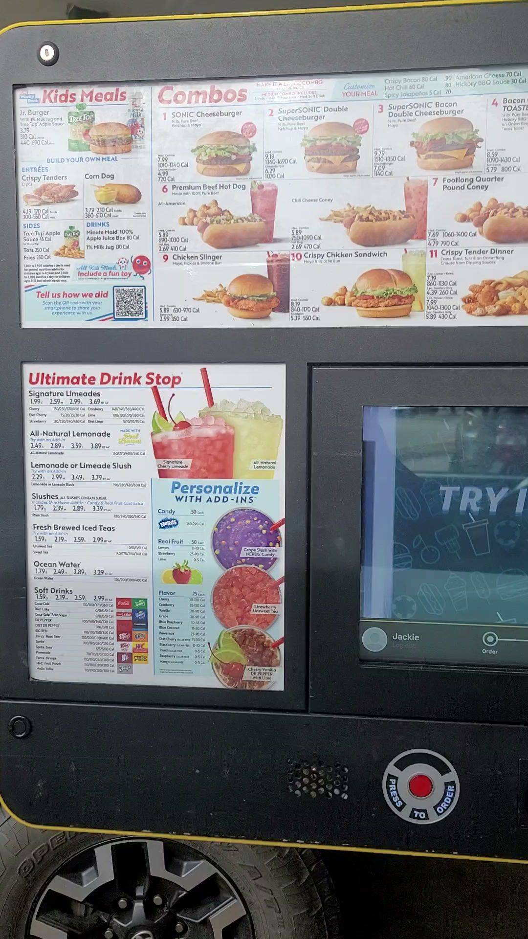Menu at Sonic Drive-In fast food, Jonesboro, 715 W Parker Rd